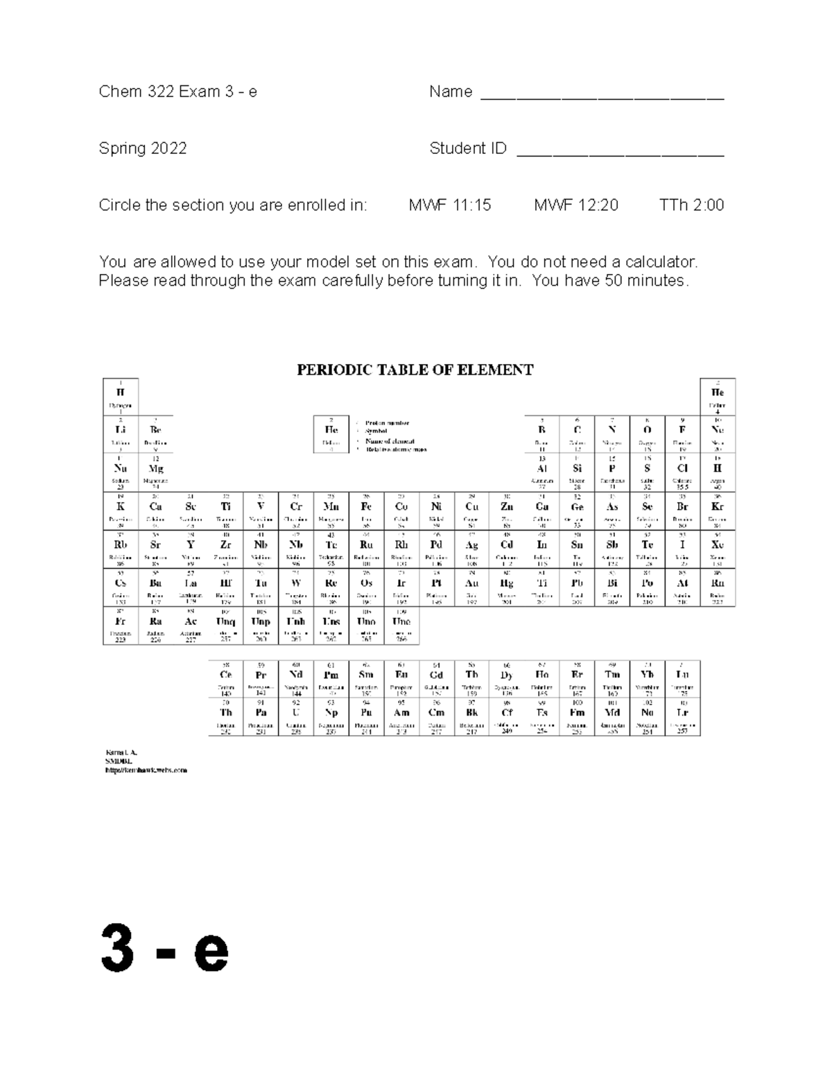 Chem 322 2022 spring exam 3e - Chem 322 Exam 3 - e ...