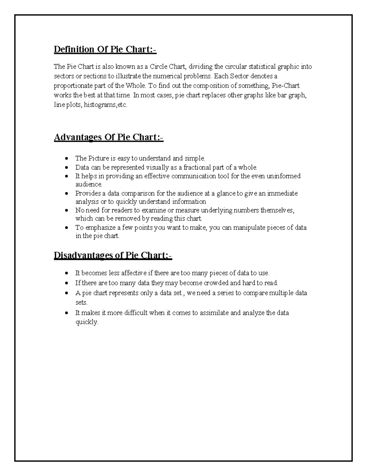 Pie Chart Practical - Definition Of Pie Chart:- The Pie Chart is also ...