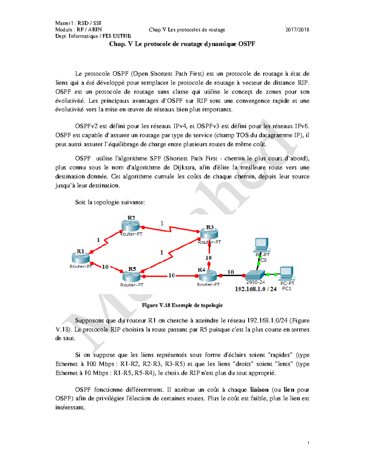 5-OSPF 3 - 5-OSPF 3 - Module : RP / ARIN Chap Les protocoles de routage 2017/ Dept. Informatique ...