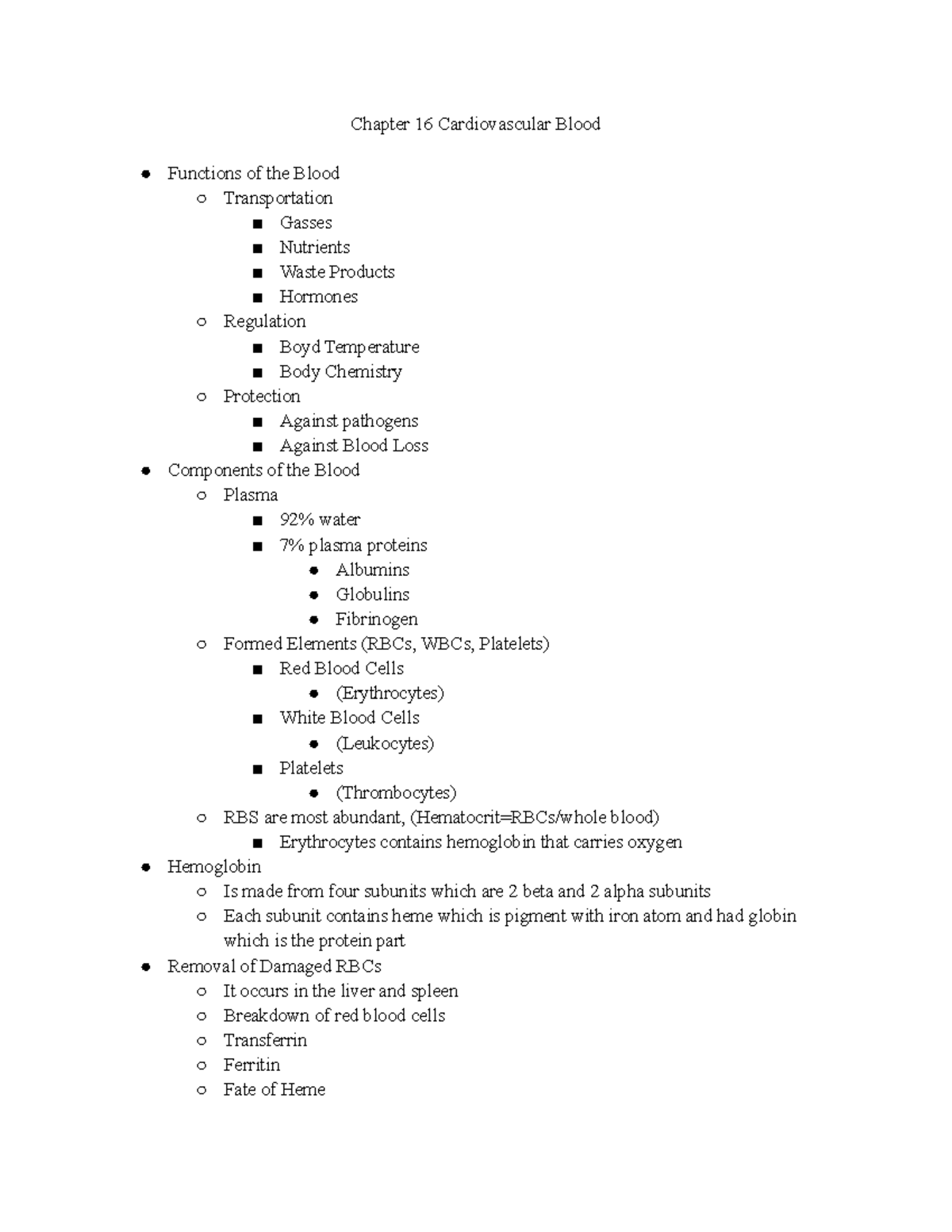 Chapter 16 Cardiovscular Blood - Chapter 16 Cardiovascular Blood ...