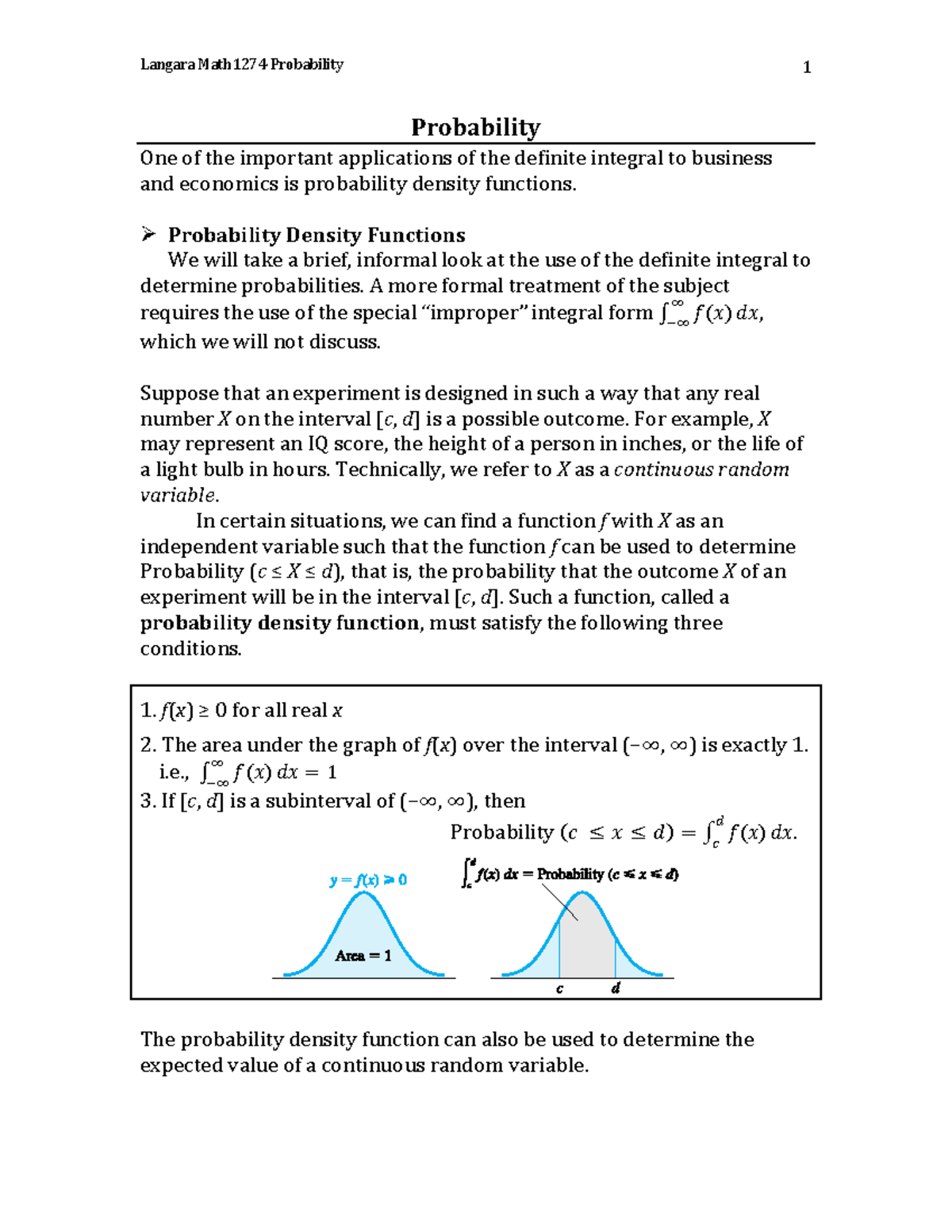 Probability - this is a lecture note and that is all. - Probability One ...