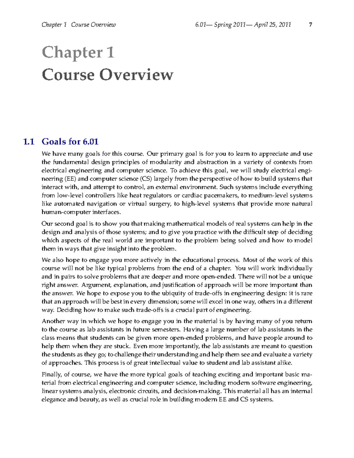 Lectures Notes Part 1 - Chapter 1 Course Overview 6— Spring 2011— April ...