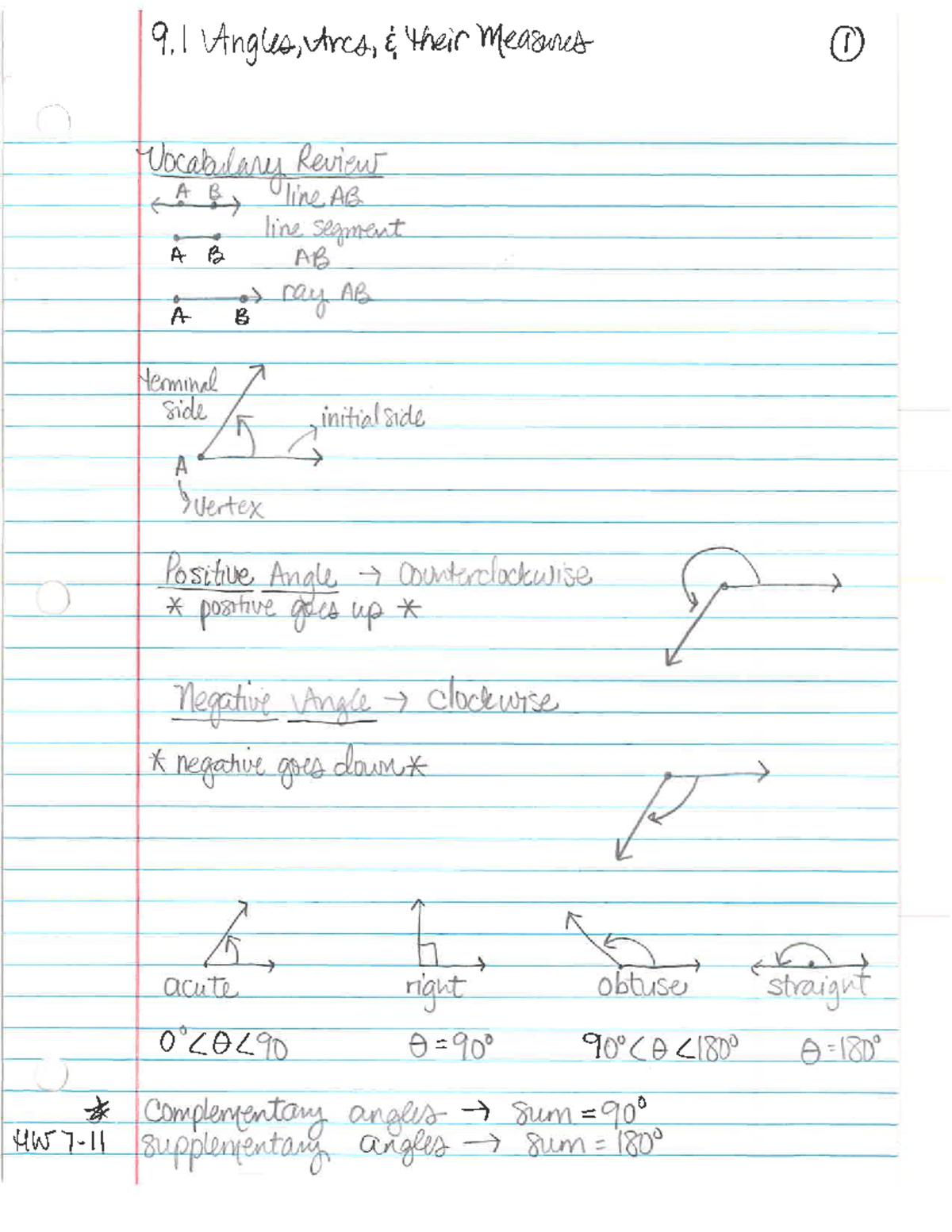 Class Notes 9.1 Angles, Arcs and Their Measurements - MATH-2412 - Studocu