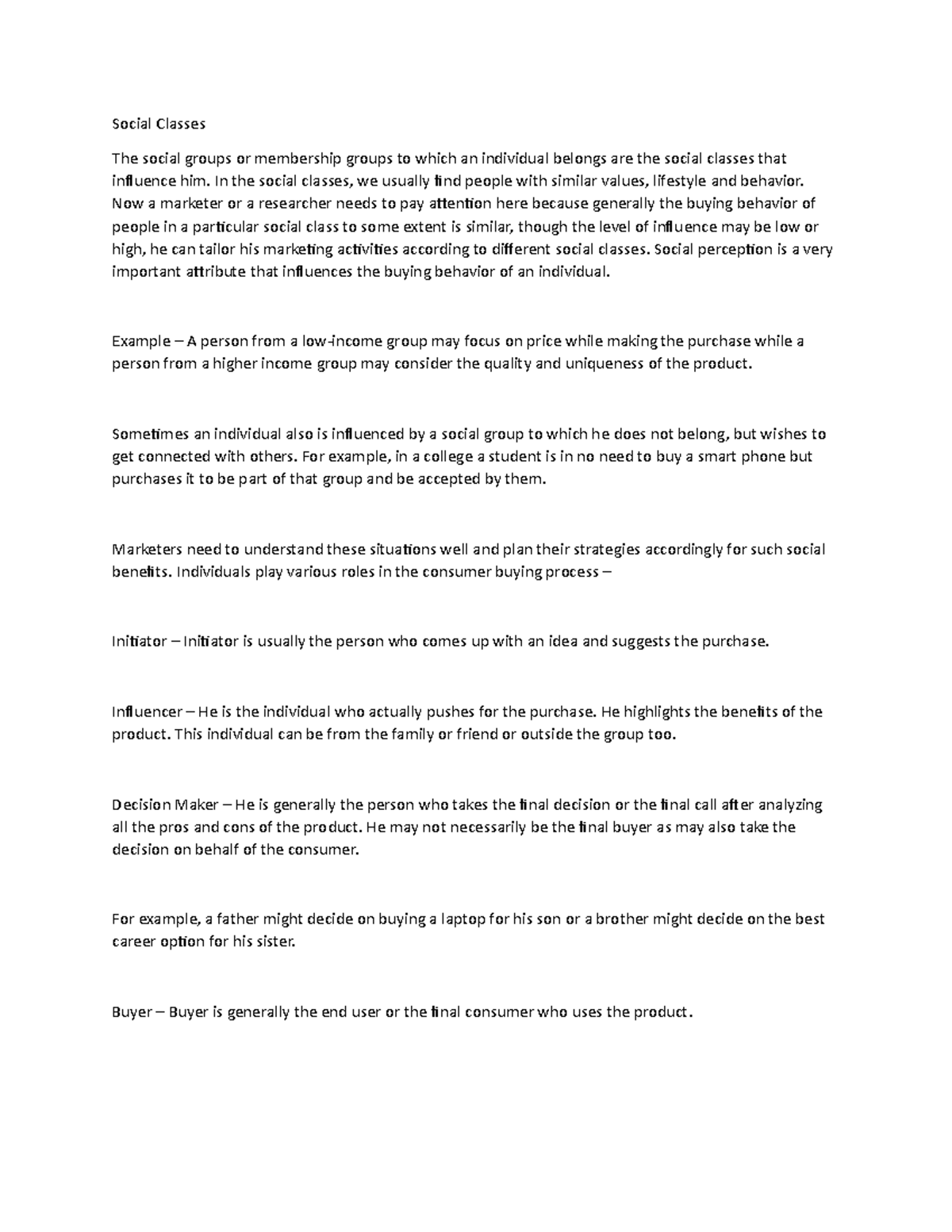 Social class influences - Social ClassesThe social groups or membership ...