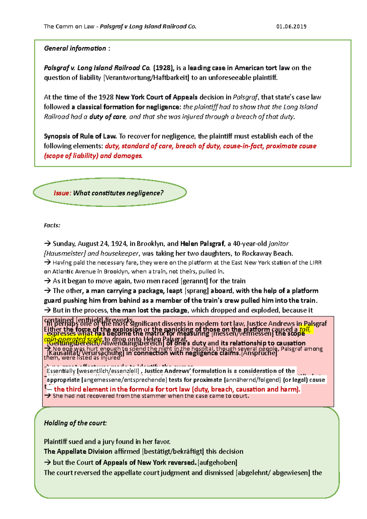 Palsgraf v Long Island R - 01. General information : Palsgraf v. Long ...