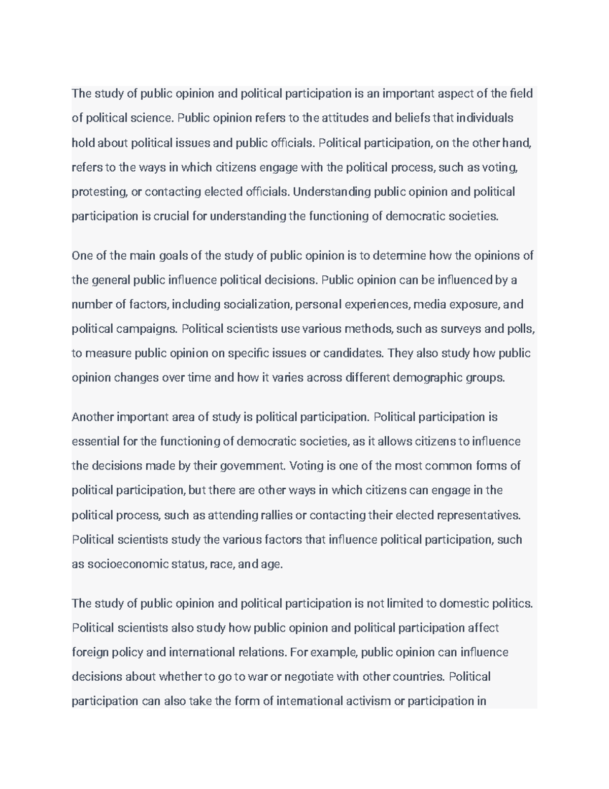 US National Government - The study of public opinion and political ...