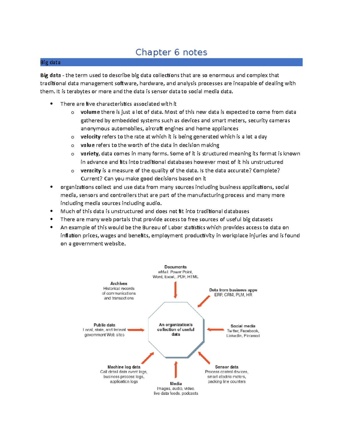 Chapter 6 notes info systems - Chapter 6 notes Big data Big data - the ...