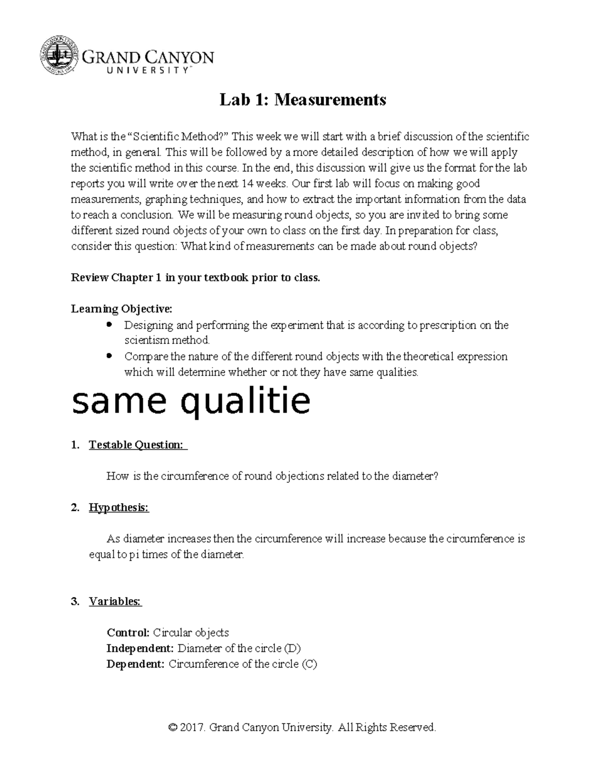 PHY-111 Lab 1 - LAB - Lab 1: Measurements What is the “Scientific ...