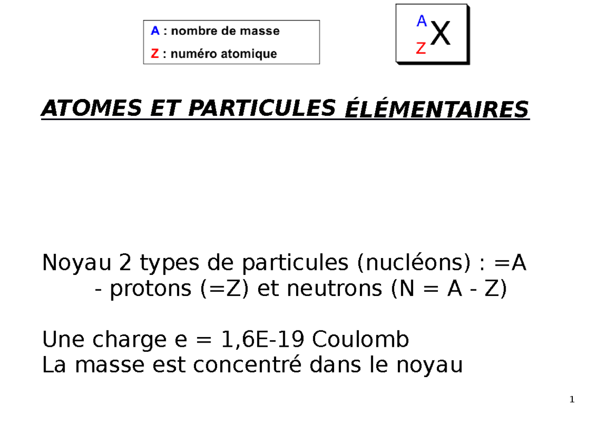 Atomes ET Particules ÉlÉmentaires - ATOMES ET PARTICULES Noyau 2 types ...
