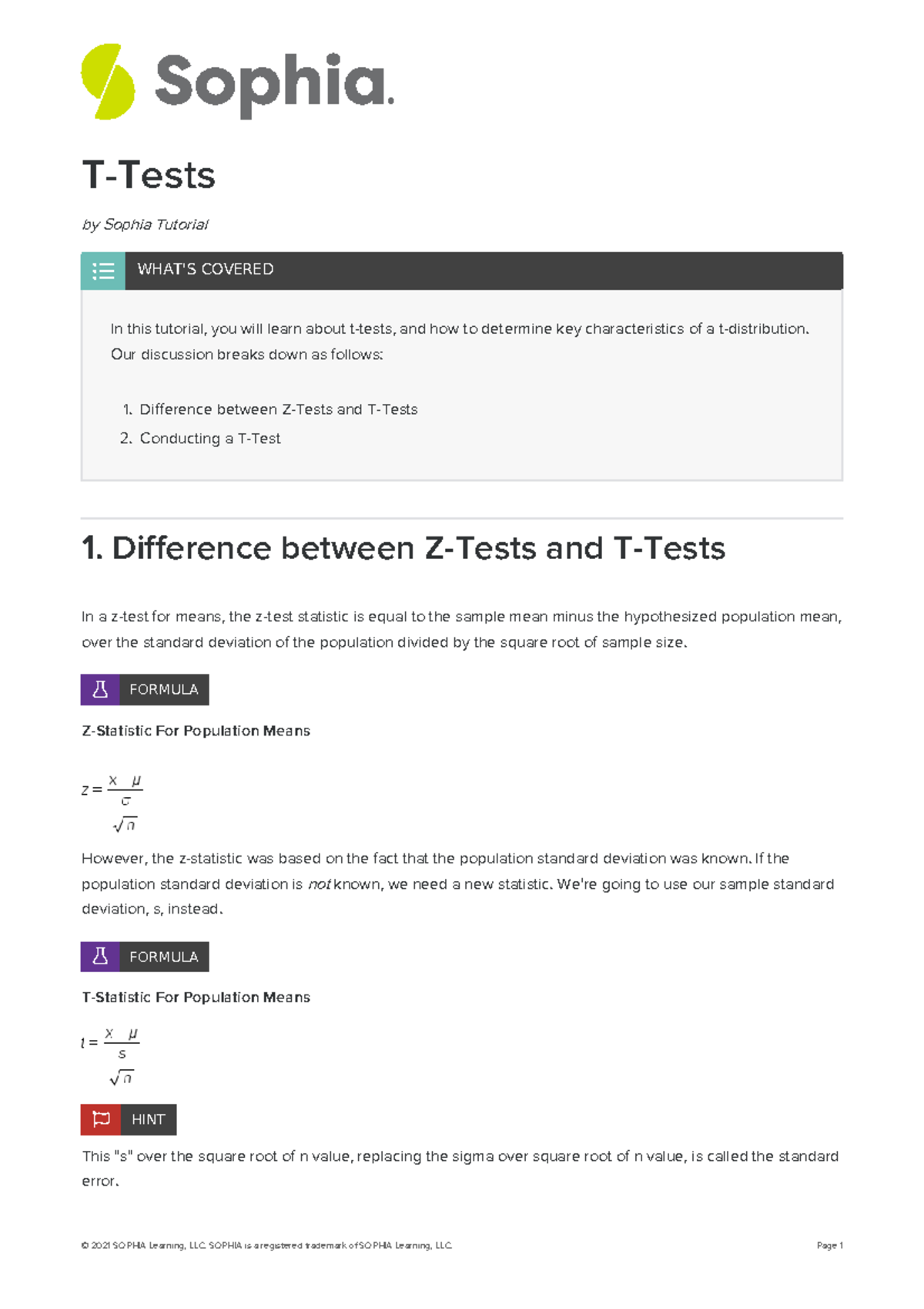 T-tests paper - examples from sophia and notes statistic class - T ...