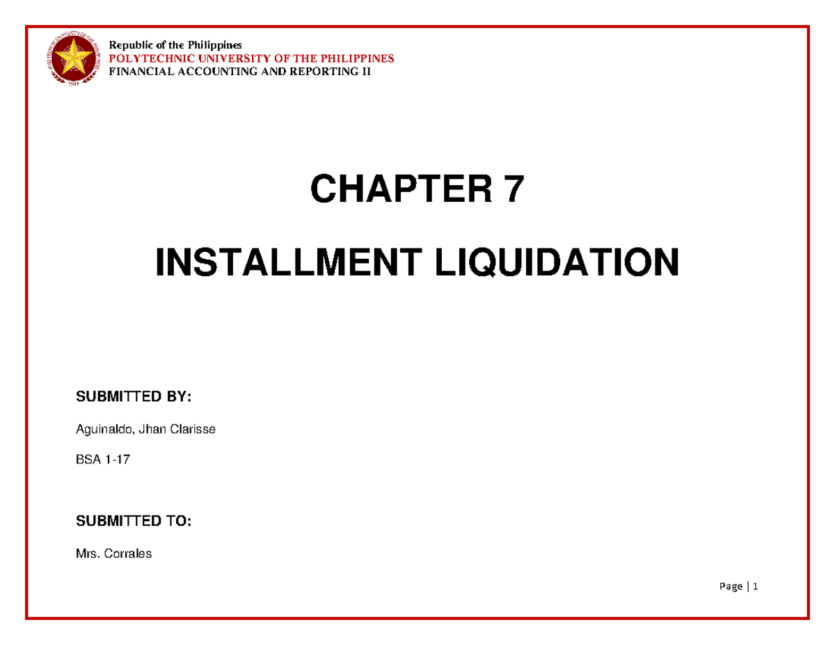 Accountancy Lecture Notes for FAR II Chapter 7 - Bachelor of Science in ...