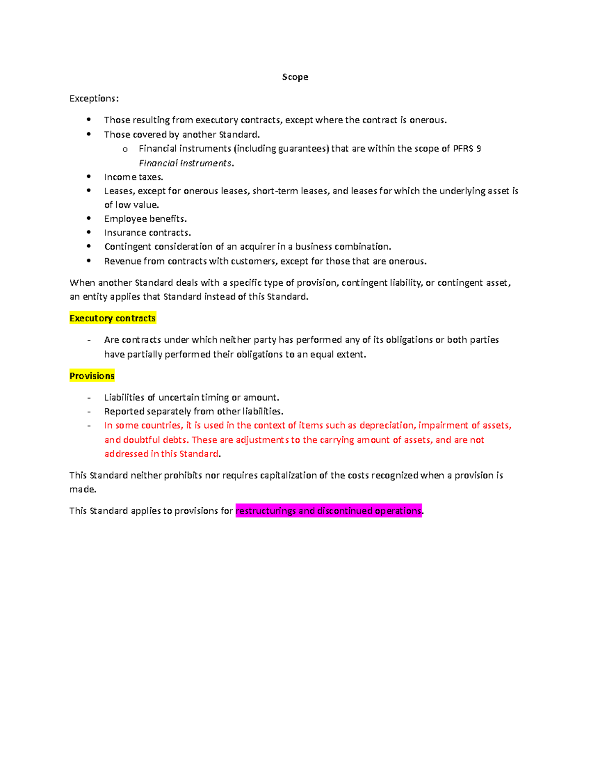 [ Notes] PAS 37 - This centers around PAS 37. - Scope Exceptions: Those ...