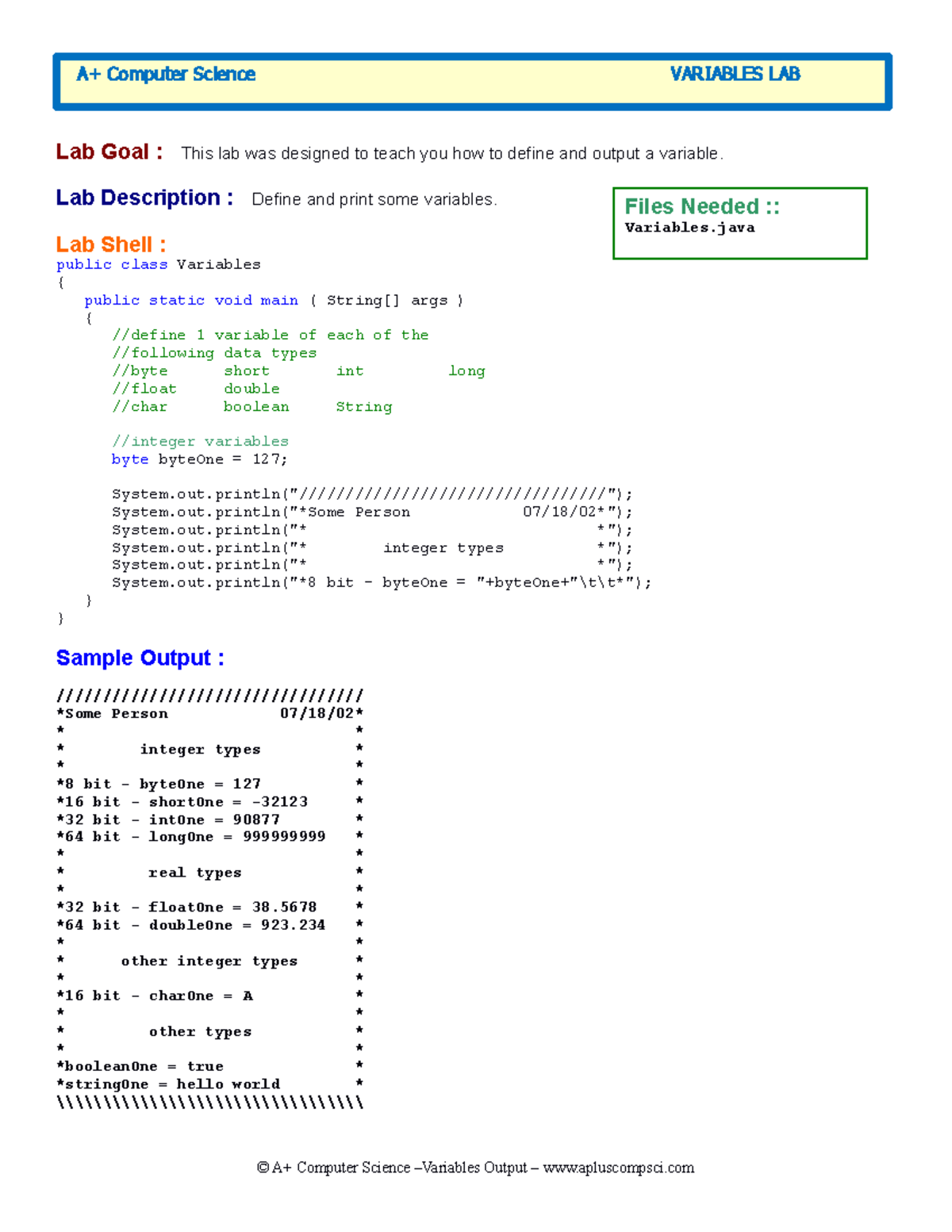 1 - work - Lab Goal : This lab was designed to teach you how to define ...