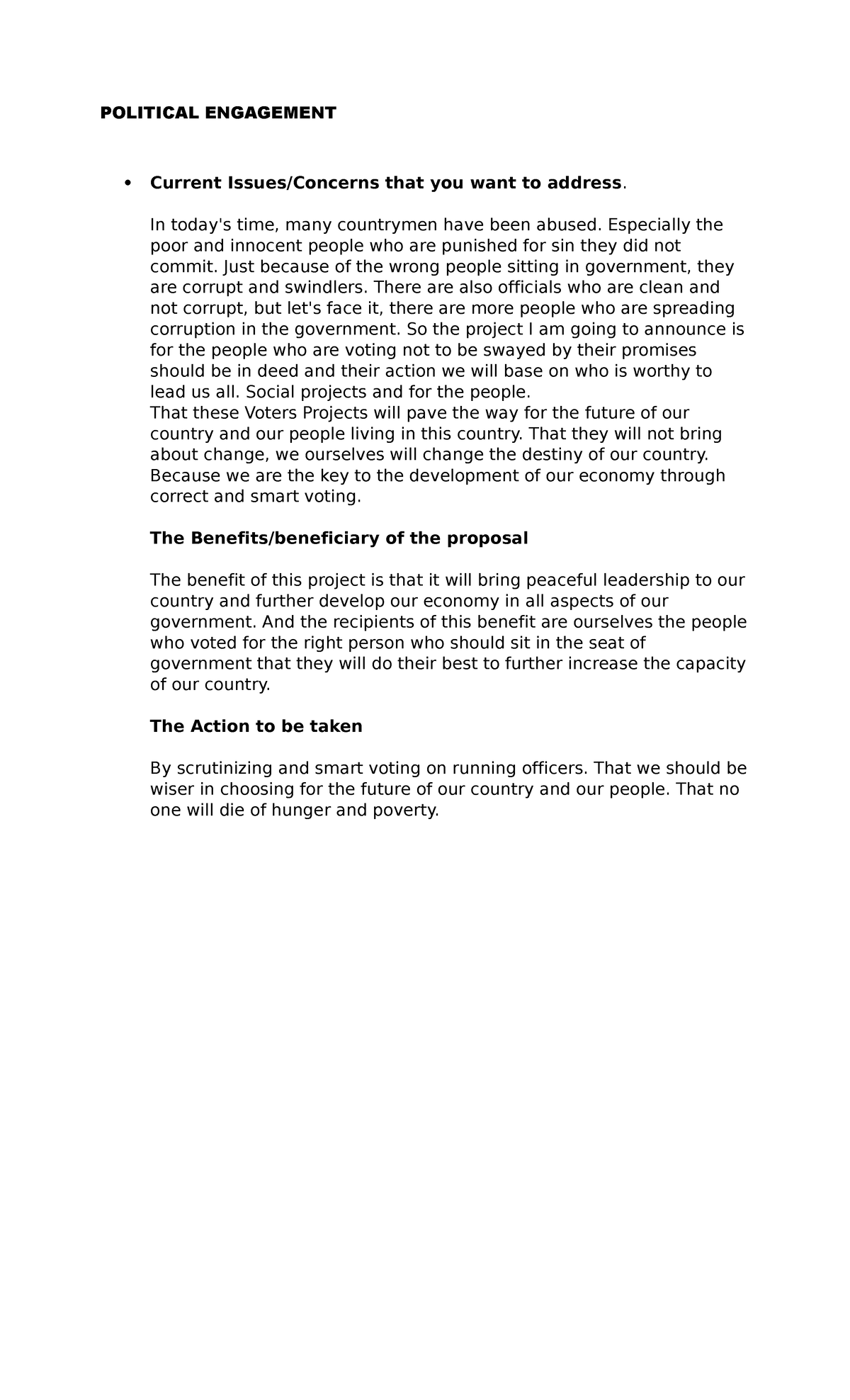 Project proposal - COPY TRHNSK - POLITICAL ENGAGEMENT Current Issues ...