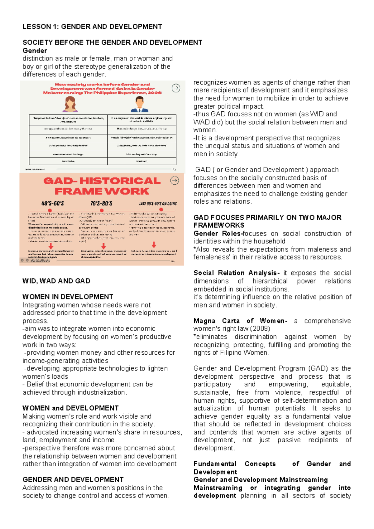 GNED 10 Lesson 1 to Lesson 5 - LESSON 1: GENDER AND DEVELOPMENT SOCIETY ...