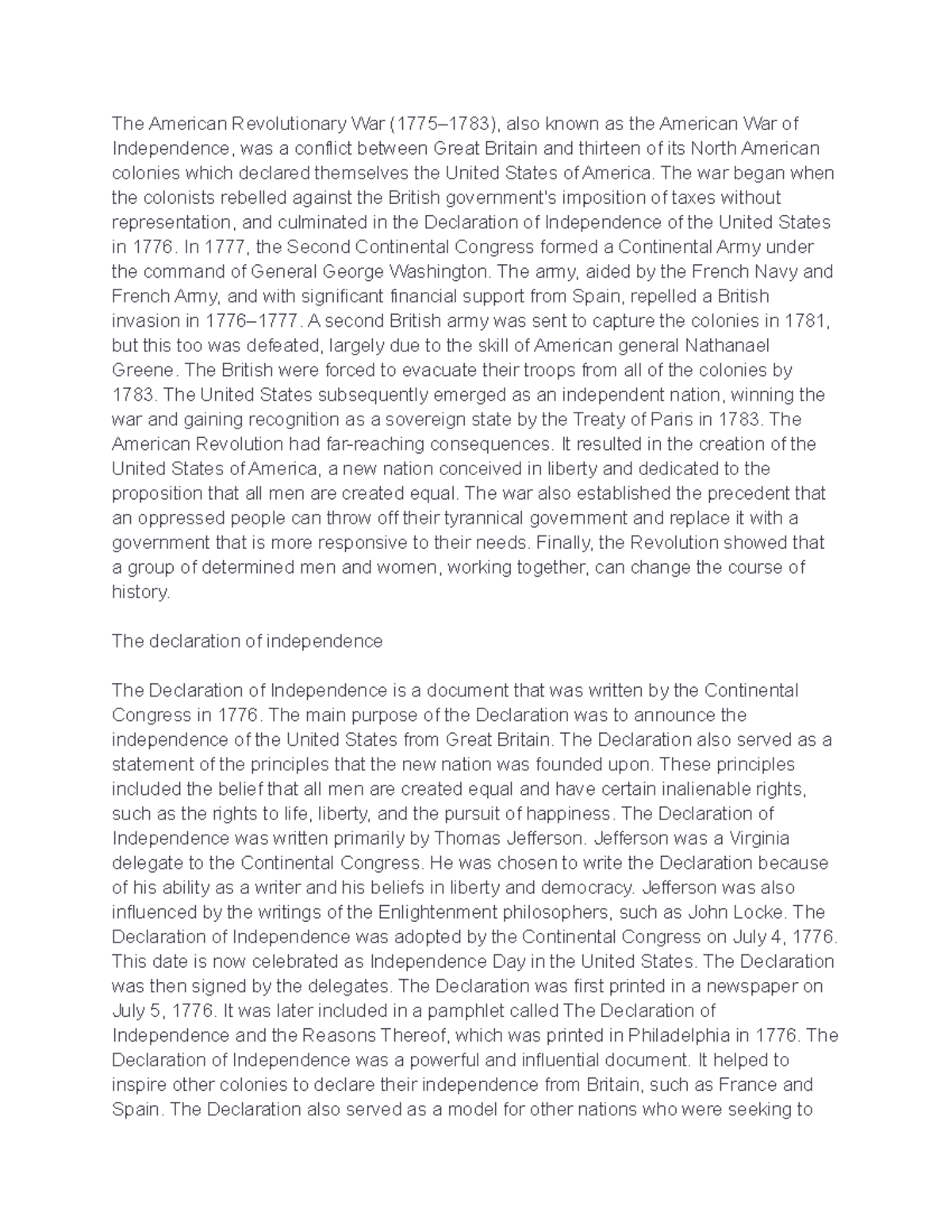 Revolutionary war - The war began when the colonists rebelled against ...