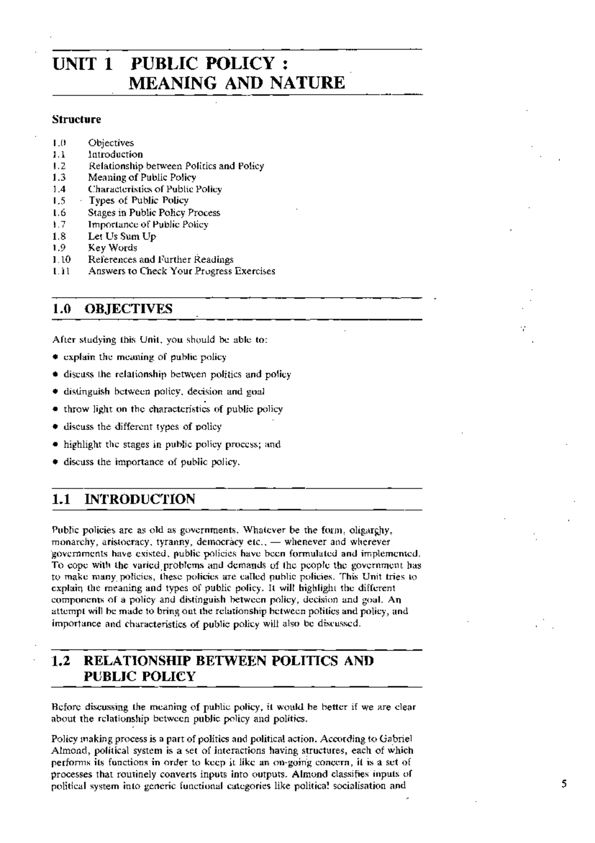 Unit-1 - Must read - UNIT 1 PUBLIC POLICY : MEANING AND NATURE ...
