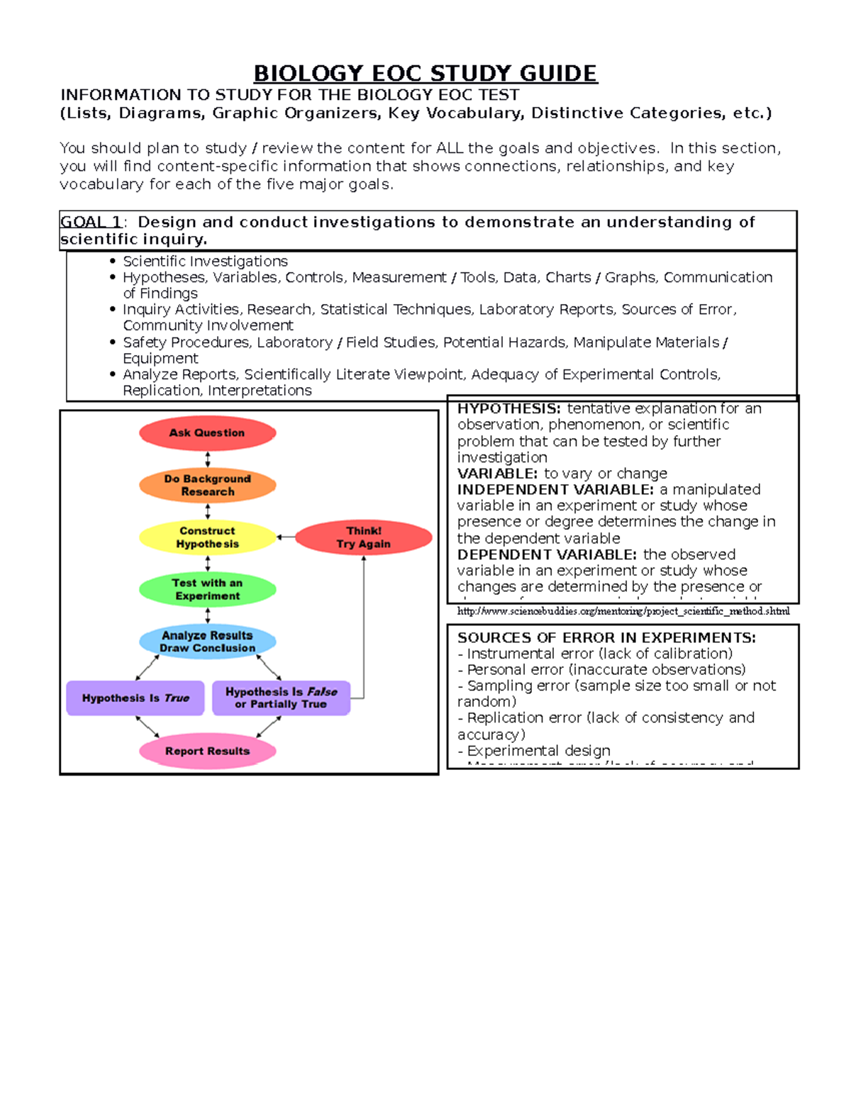 Baleigh Price - Biology EOCT study guide revised outline - BIOLOGY EOC ...