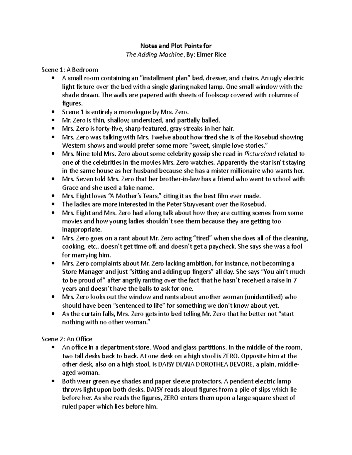 S&PP - Adding Machine - Foundations Of Drama I - Notes and Plot Points ...