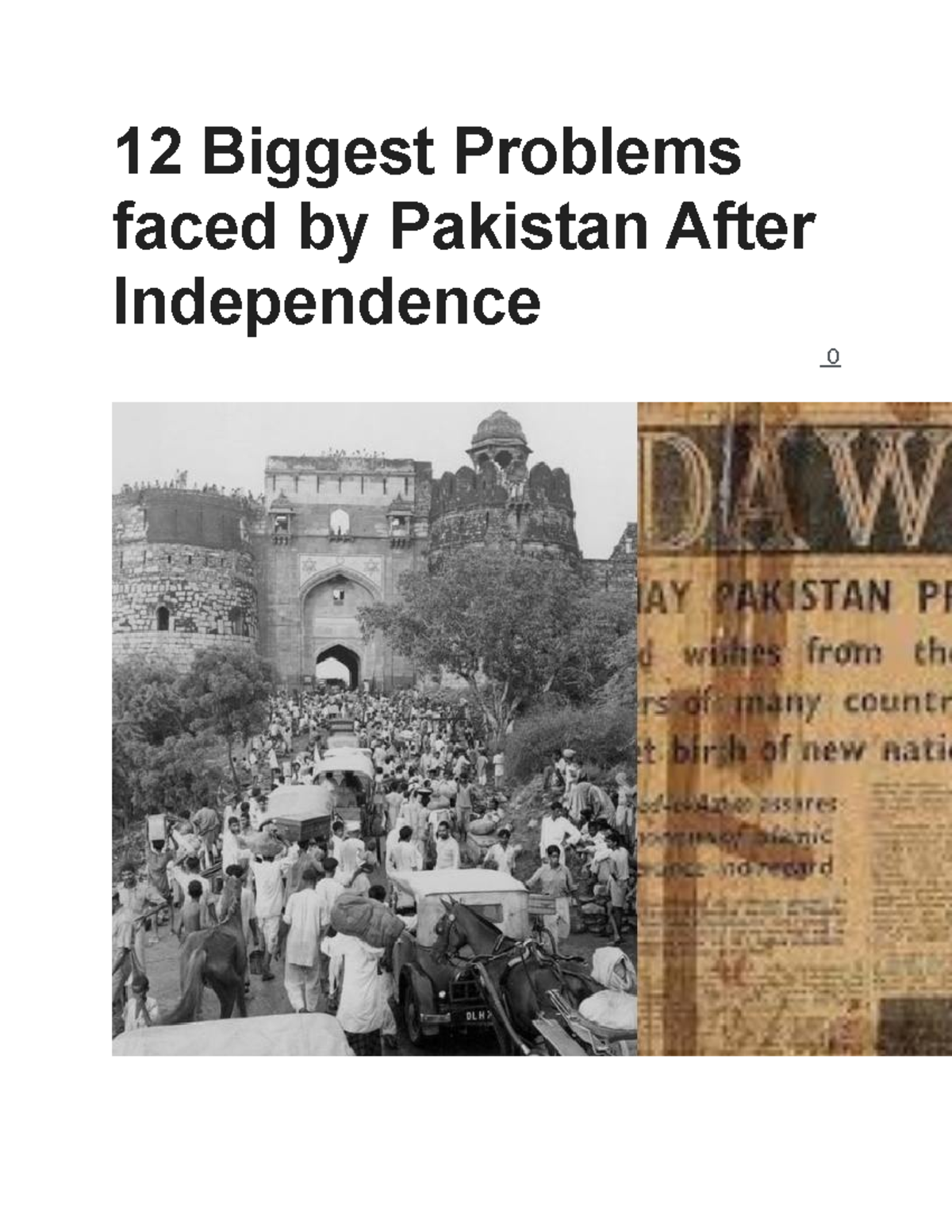 Biggest problems of pakistan independence time - 12 Biggest Problems ...