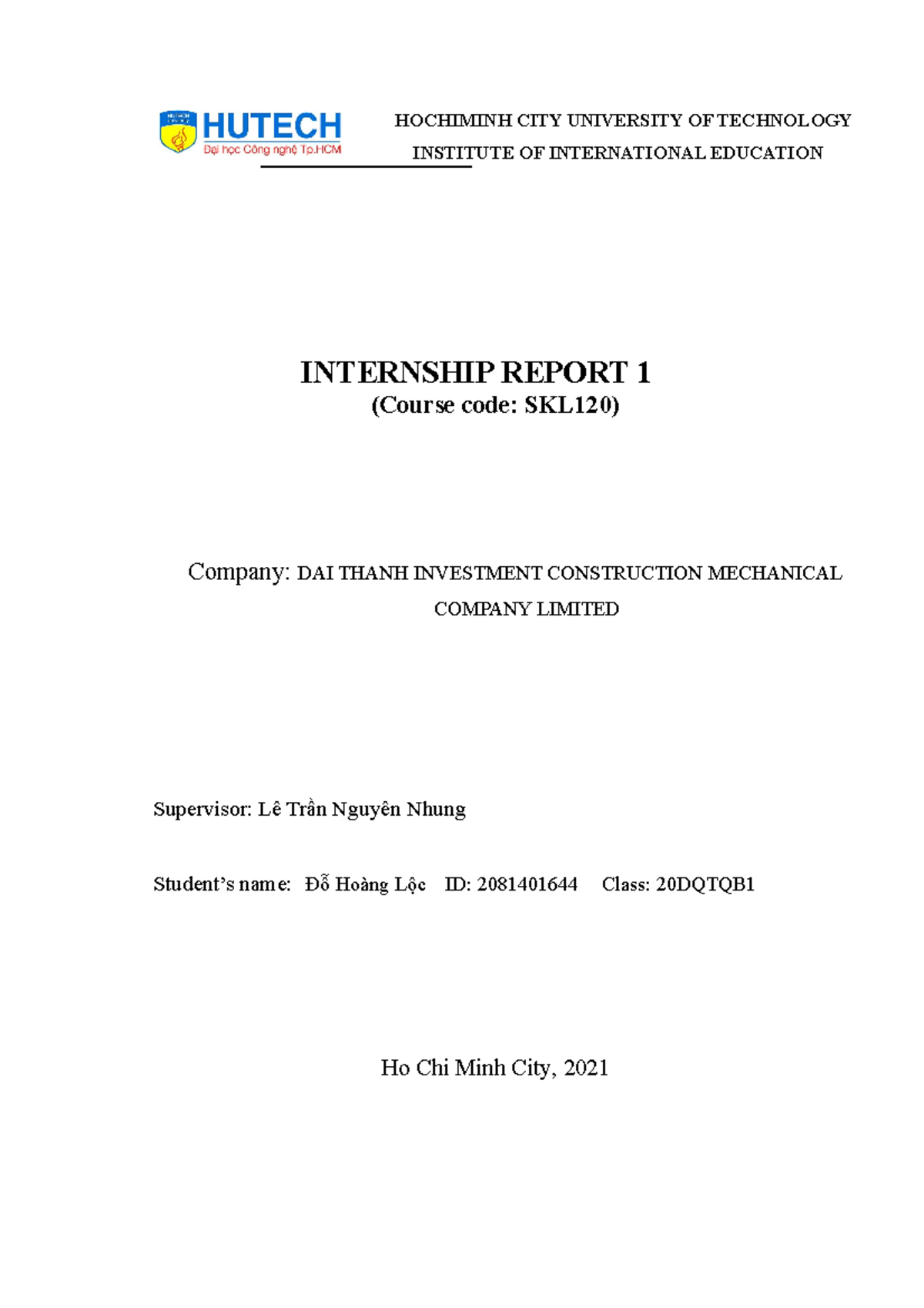 Do-Hoang-Loc Internship Report - HOCHIMINH CITY UNIVERSITY OF ...