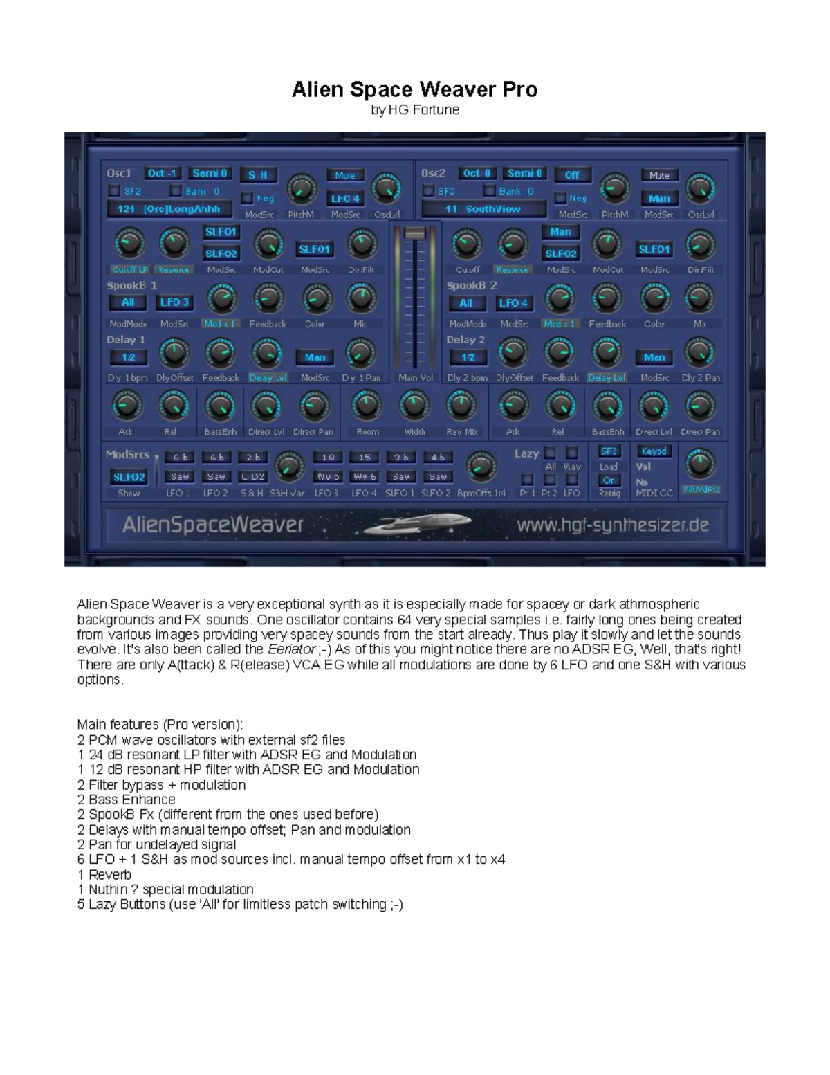Alien Space Weaver Pro Manual - Alien Space Weaver Pro by HG Fortune ...