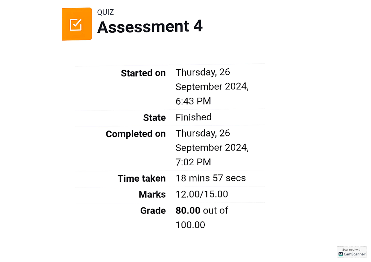 DSC1630 assignment 4/ S2/ 2024 - QUIZ Assessment 4 Started on Thursday ...