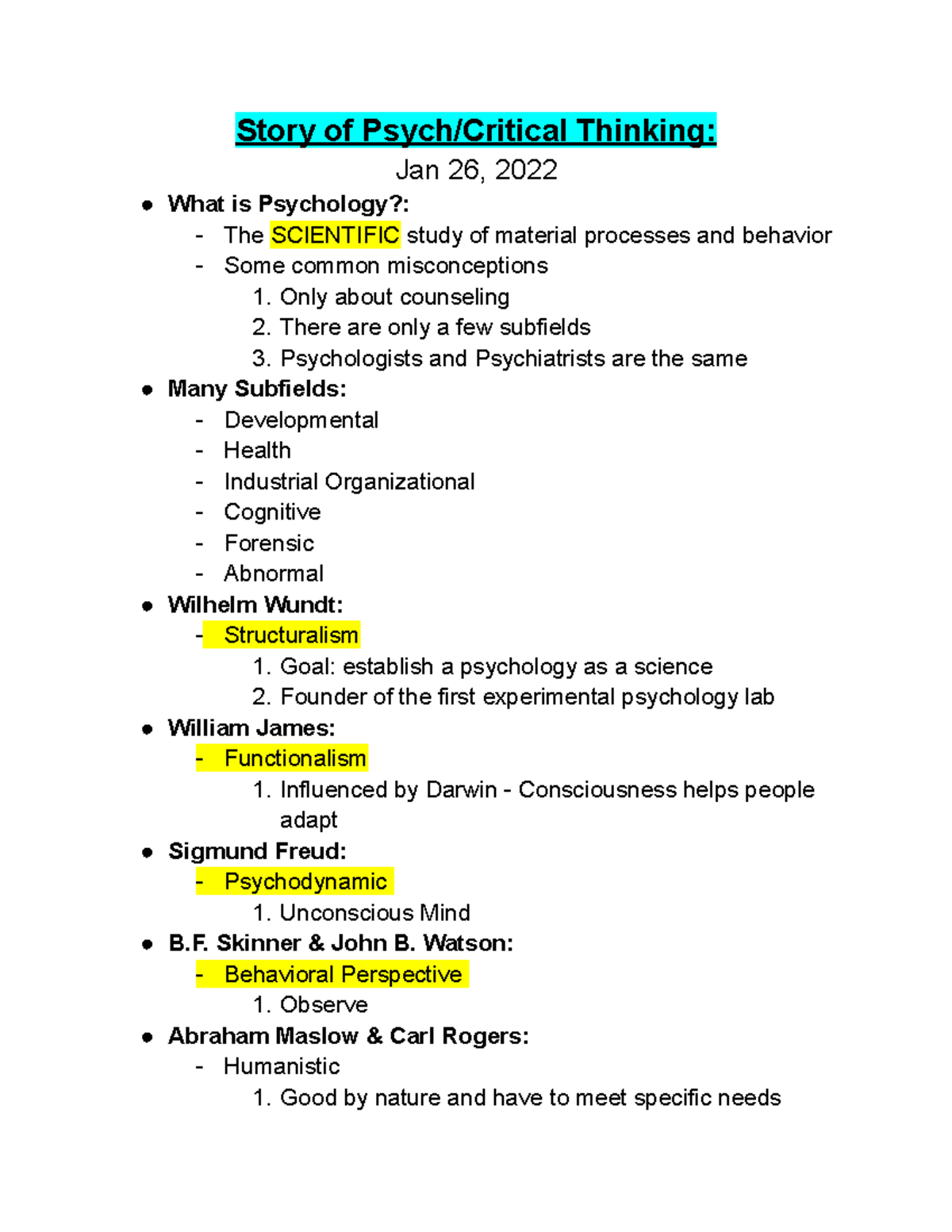 Story of Psych Critical Thinking - Story of Psych/Critical Thinking ...