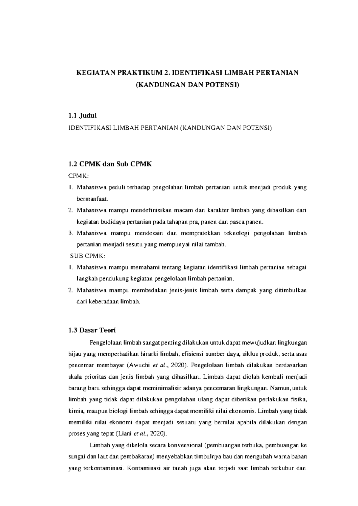 Modul Acara 2 Identifikasi (Kandungan dan Potensi) - KEGIATAN PRAKTIKUM ...