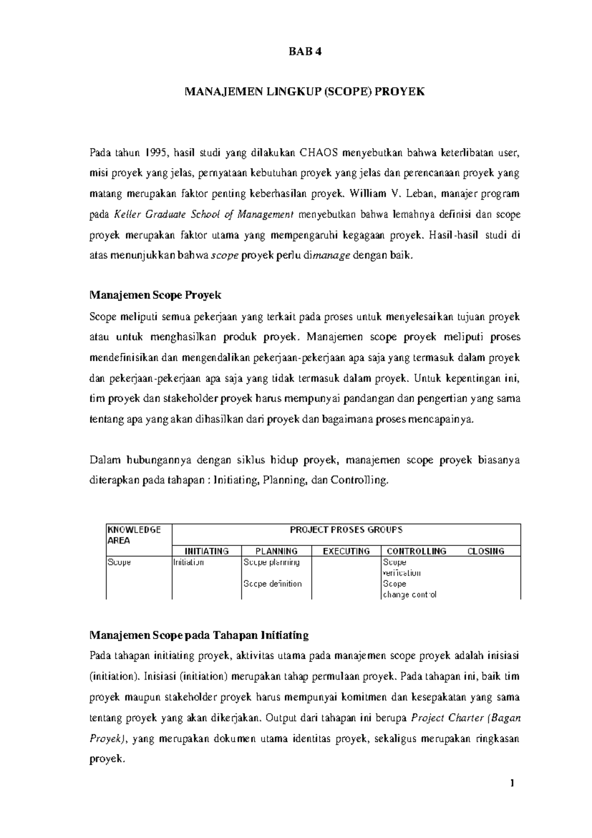 Bab 4 - Manajemen Lingkup Proyek - BAB 4 MANAJEMEN LINGKUP (SCOPE ...
