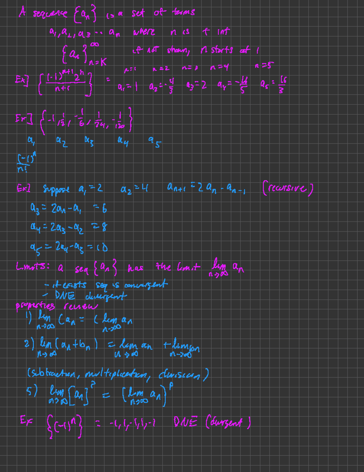 Convergence And Divergence Of Sequences - A sequence {an } a set of ...