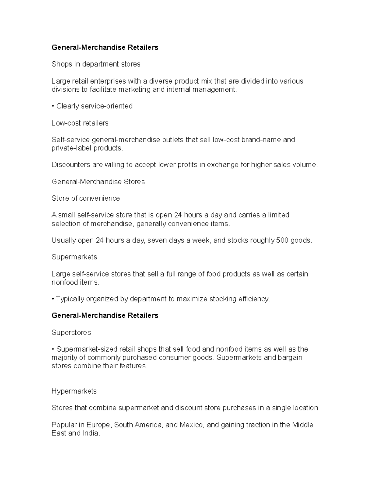 Intro Marketing 40 - General-Merchandise Retailers Shops in department ...