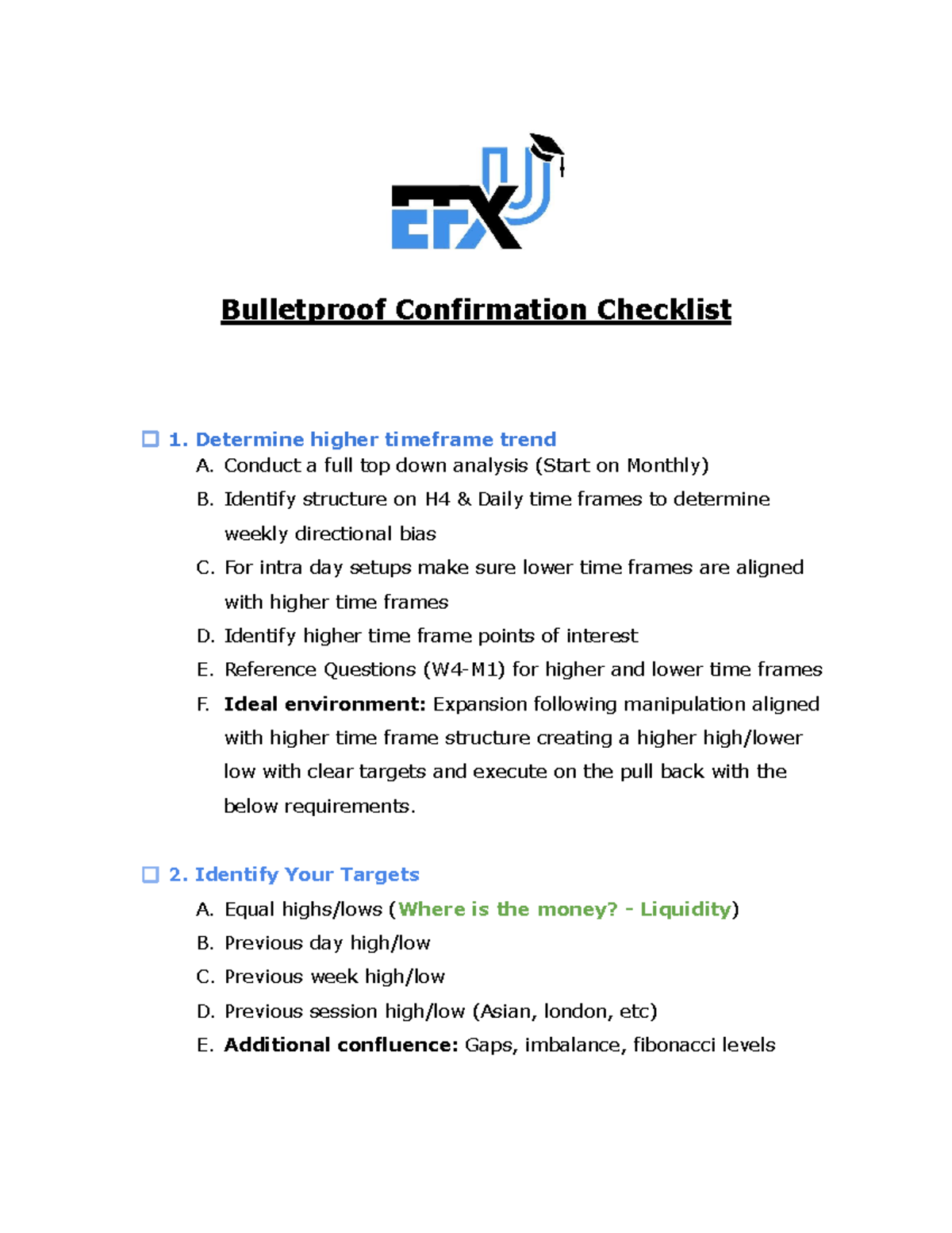 EFX U Bulletproof Confirmation Checklist - Bulletproof Confirmation ...
