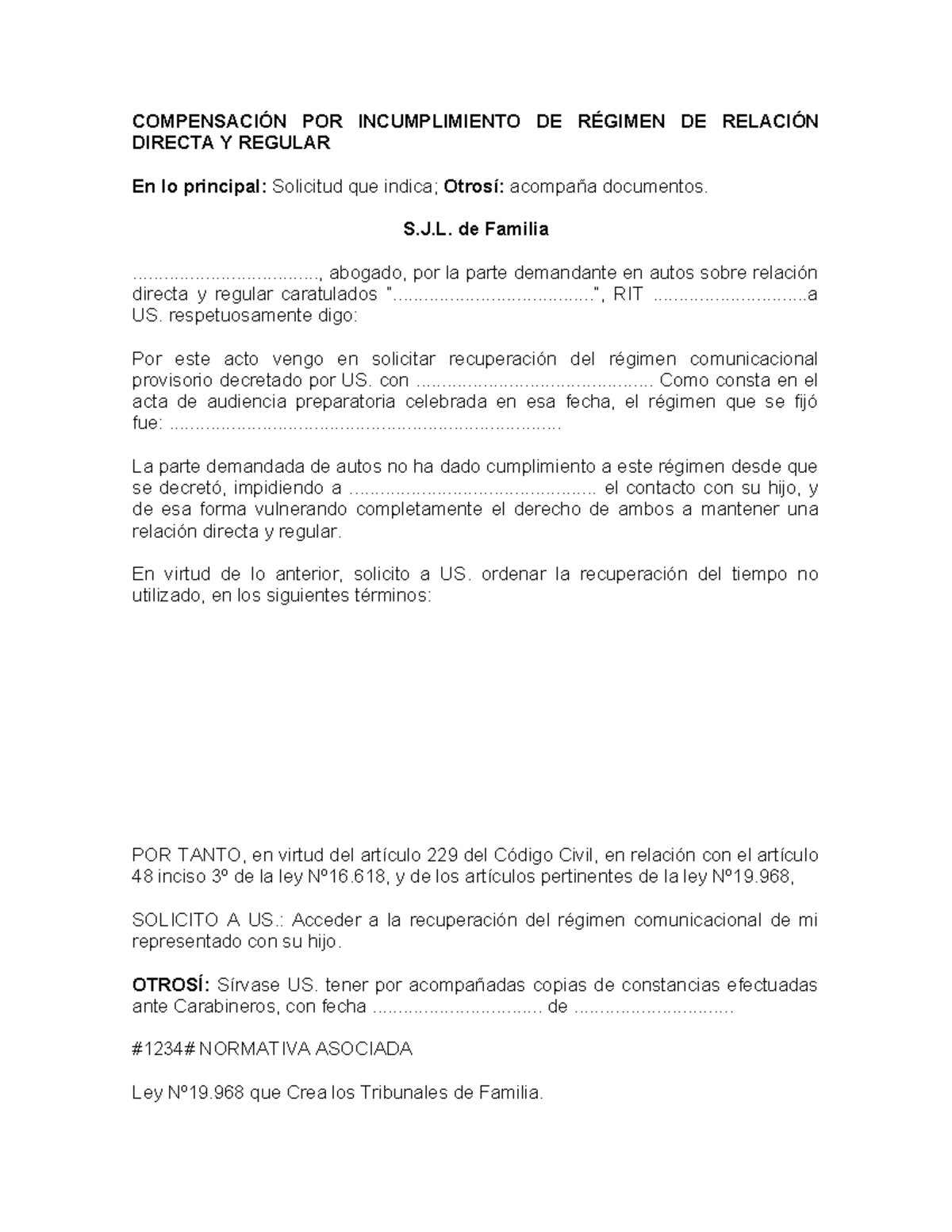 Compensacion POR Incumplimiento DE Regimen DE Relacion Directa Y ...
