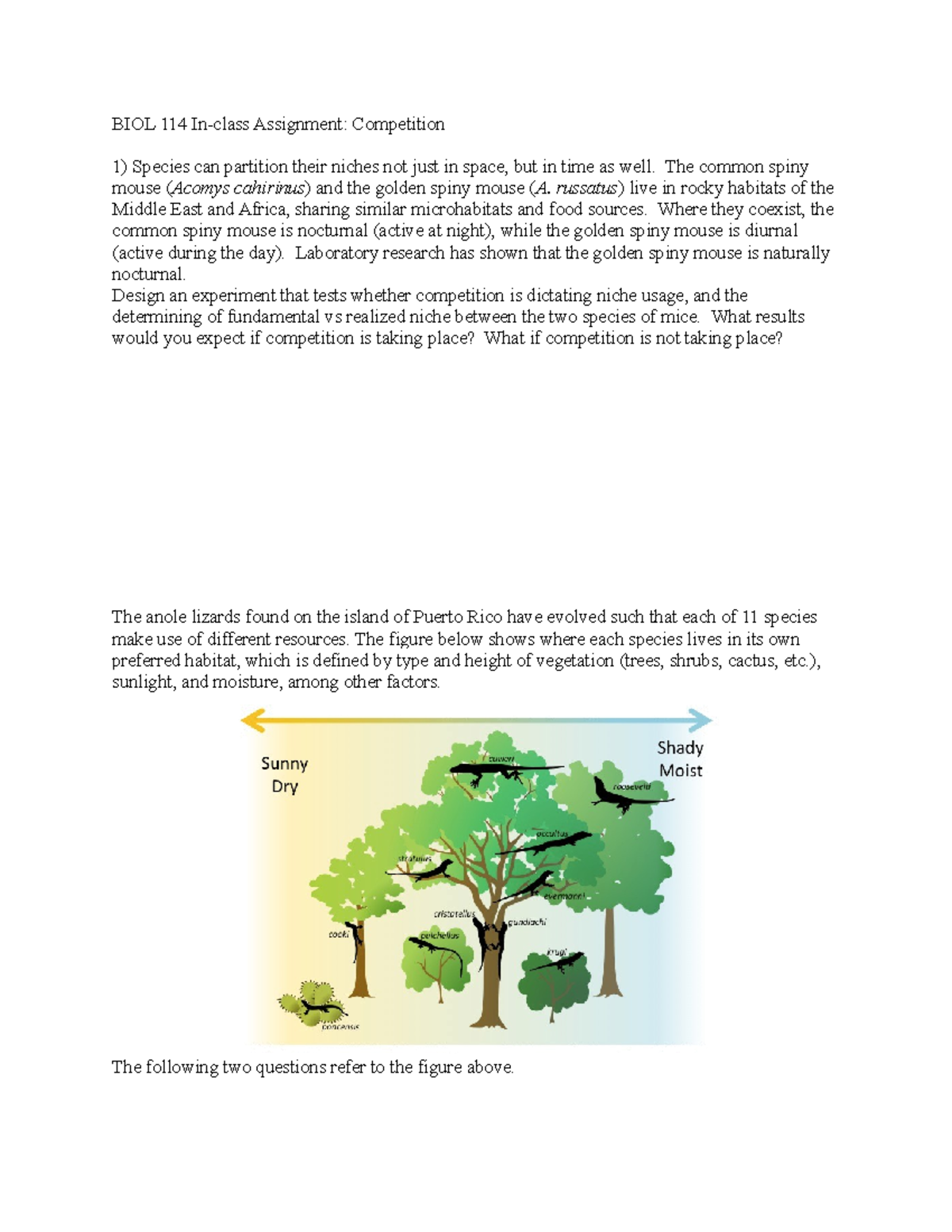 4-12 in-class worksheet - Competition - BIOL 114 In-class Assignment ...