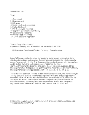 LP2 - Developmental Psychology Notes and Answers - Assessment No. 2 ...