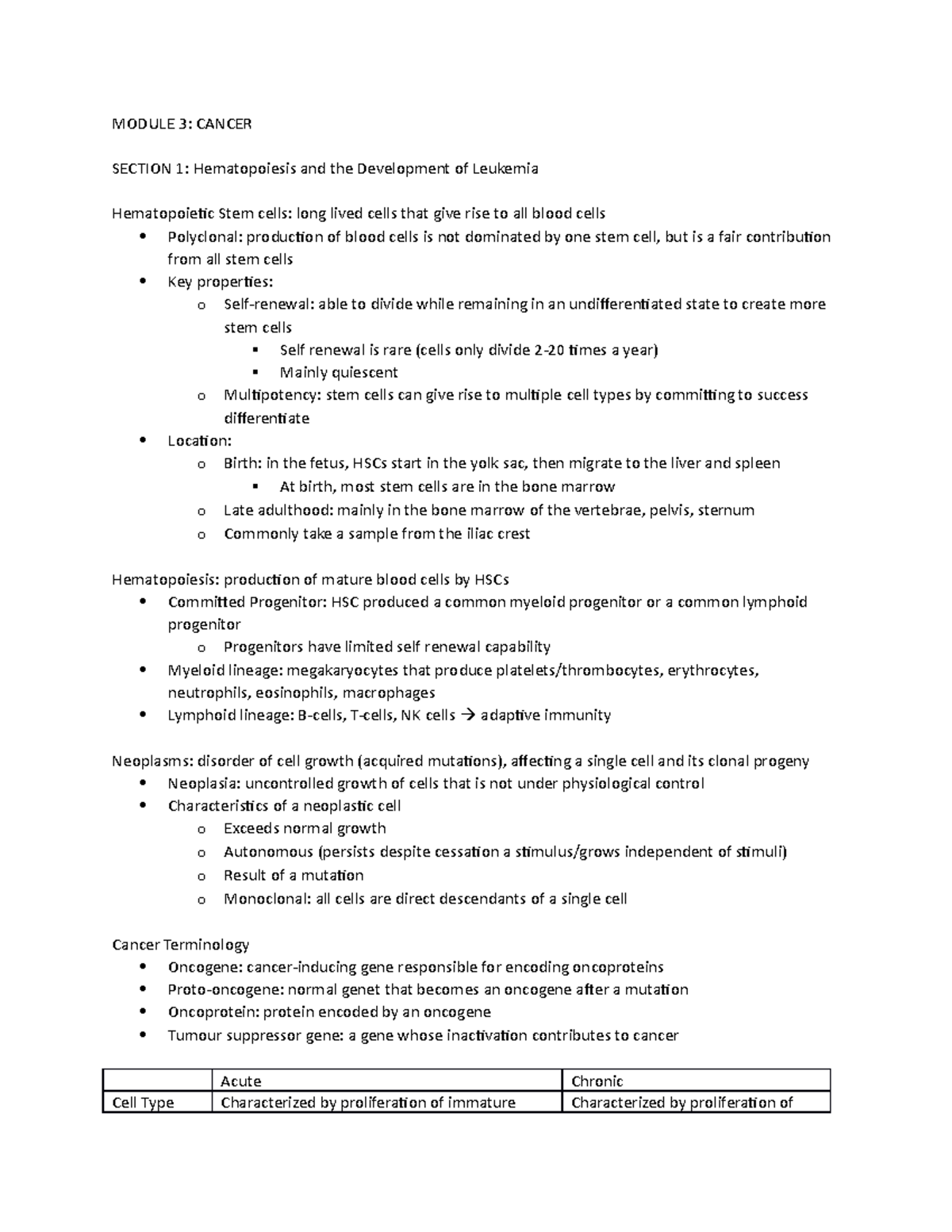 Path310.m3 - Path310 module 3 notes summary - MODULE 3: CANCER SECTION ...