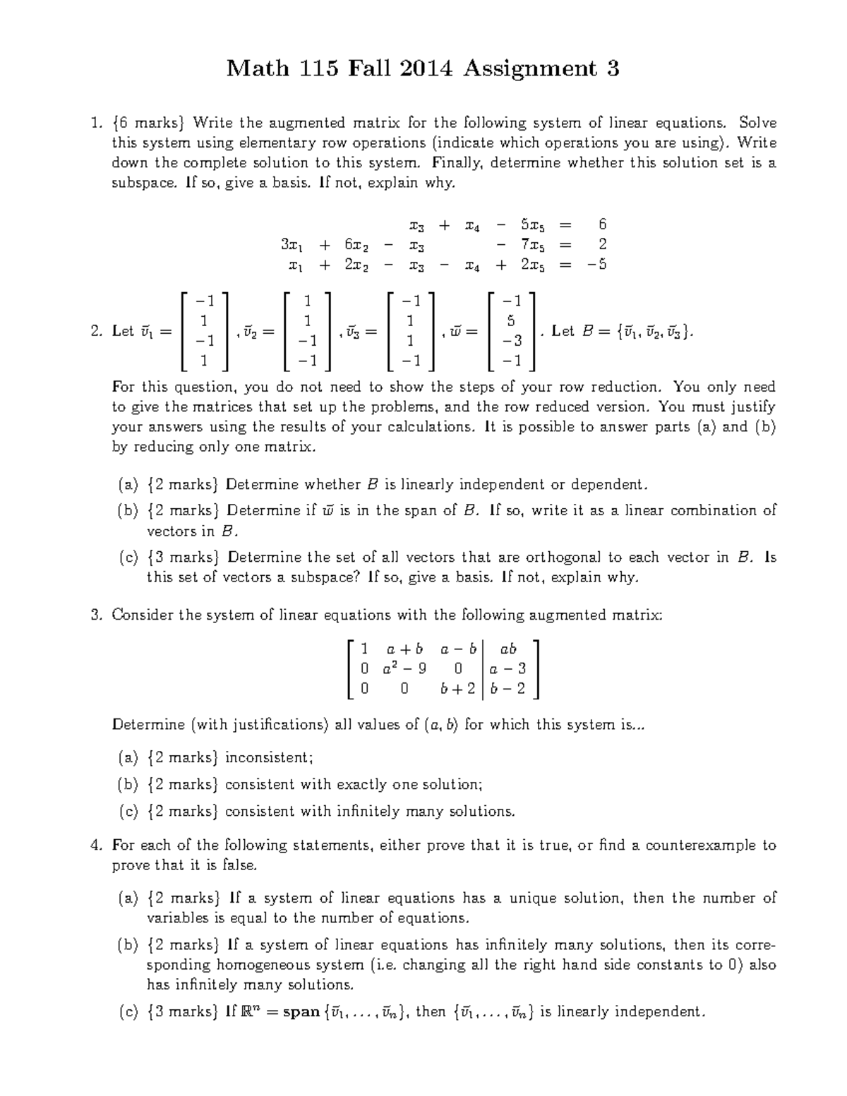 Seminar Assignment Elementary Calculus 3 - Math 115 Fall 2014 ...