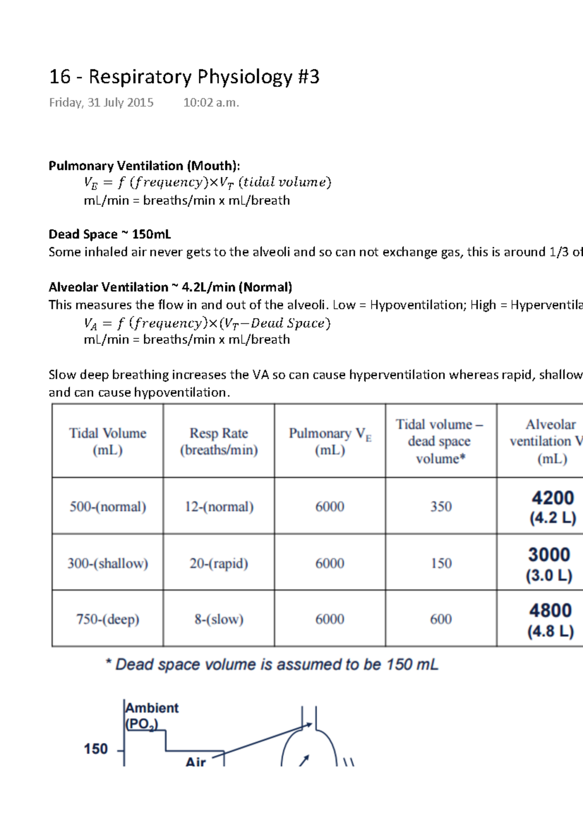 16 - Respiratory Physiology 3 - Warning: TT: undefined function: 32 Pulmonary Ventilation (Mouth ...
