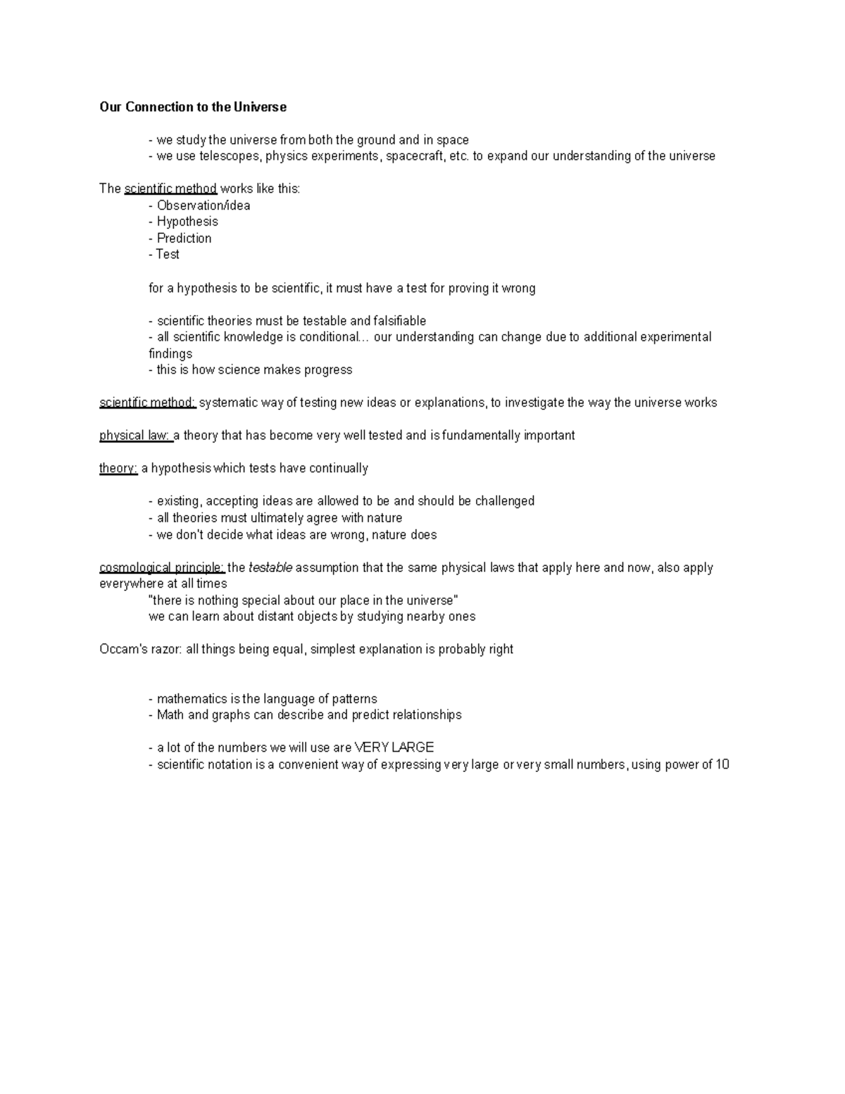 Our Connection to the Universe - to expand our understanding of the ...