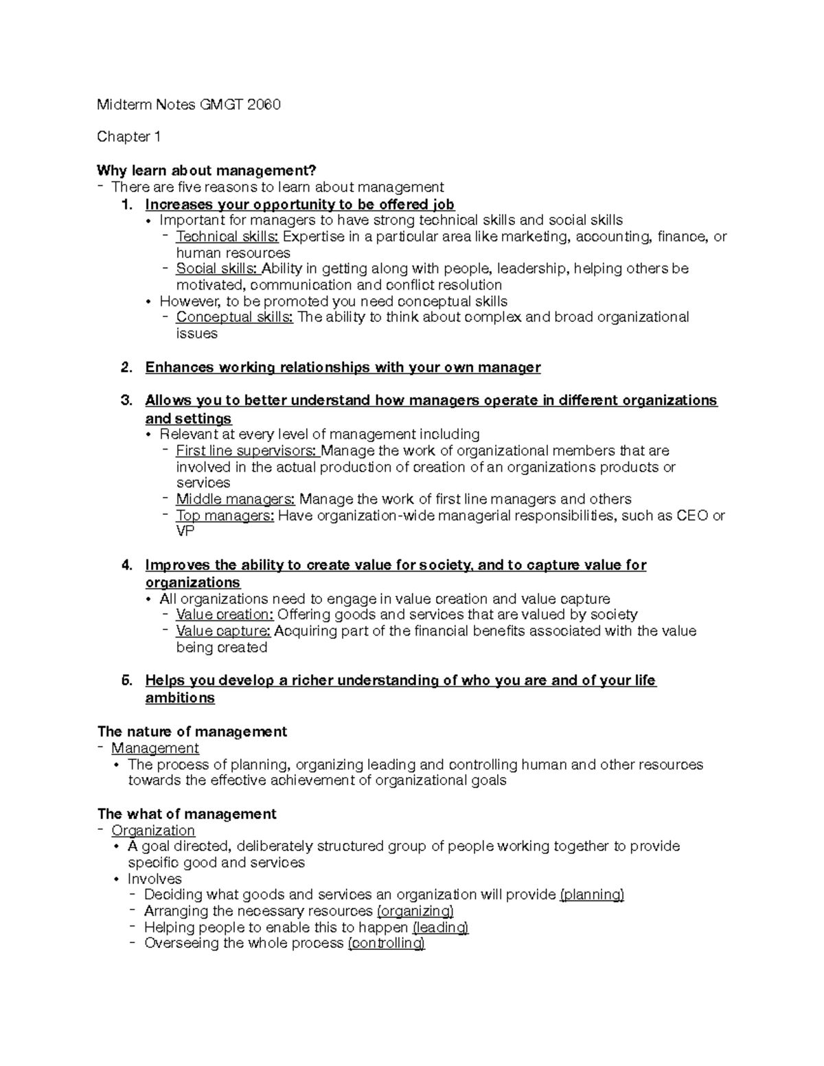 GMGT 2060 Chapter 1 - Notes for GMGT 2060 - Midterm Notes GMGT 2060 ...