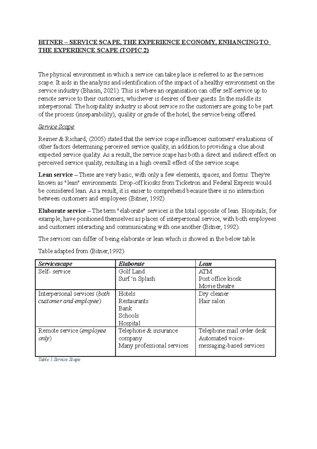 Bitner - Service Scape - BITNER – SERVICE SCAPE, THE EXPERIENCE ECONOMY ...