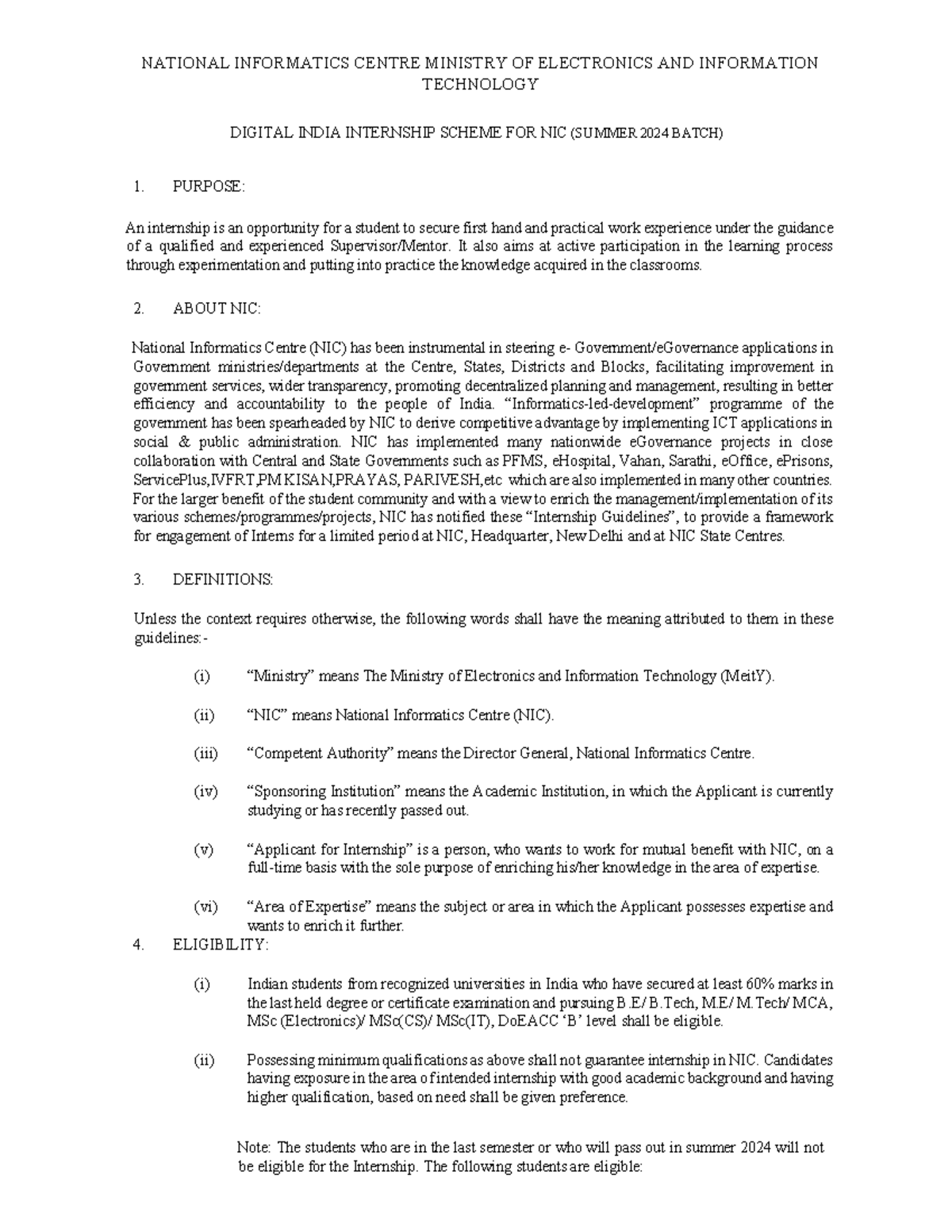 Students Guidelines - Work - NATIONAL INFORMATICS CENTRE MINISTRY OF ...