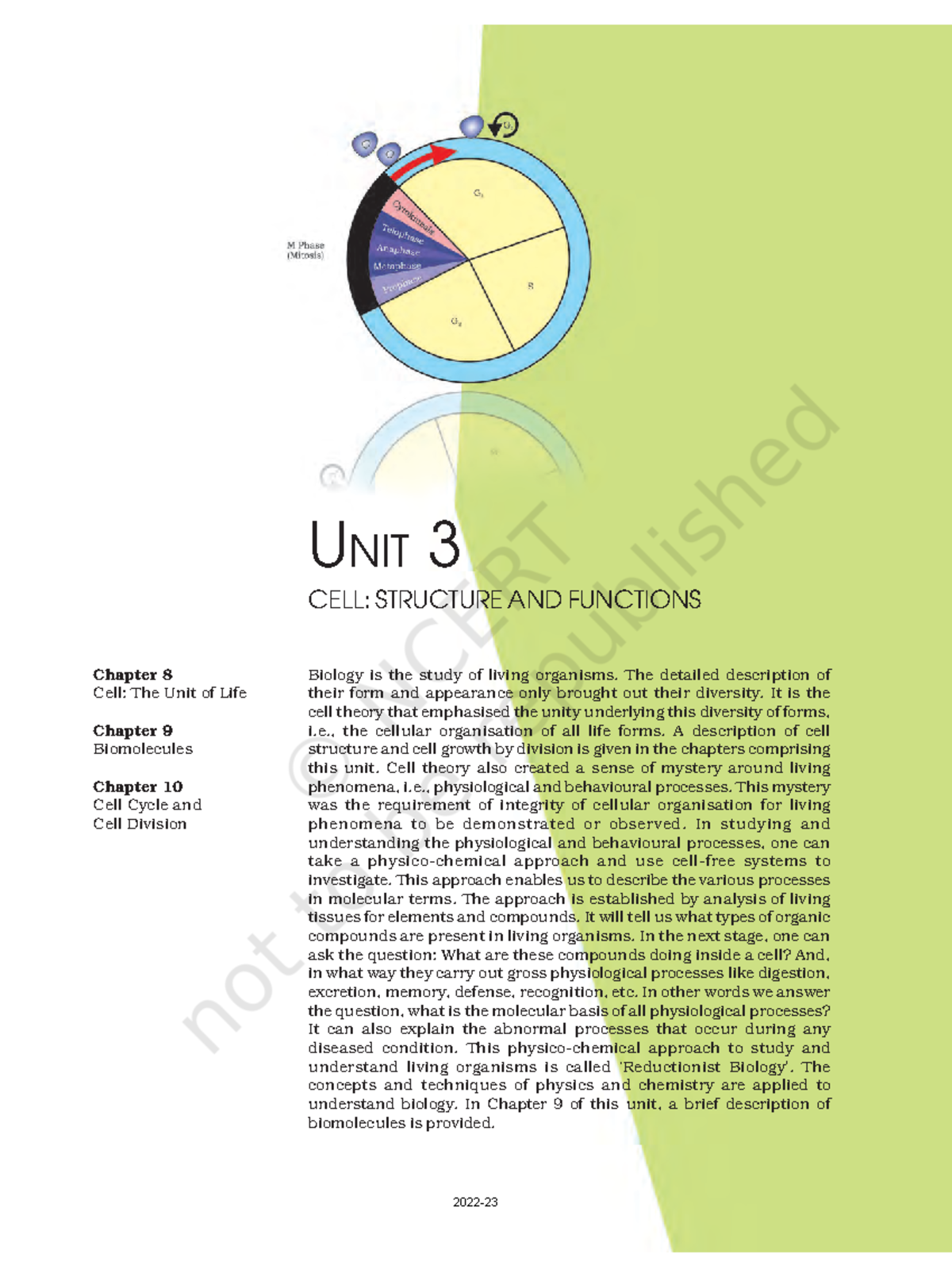 Chapter 8 -CELL Structure AND Functions - UNIT 3 Biology is the study of living organisms. The ...
