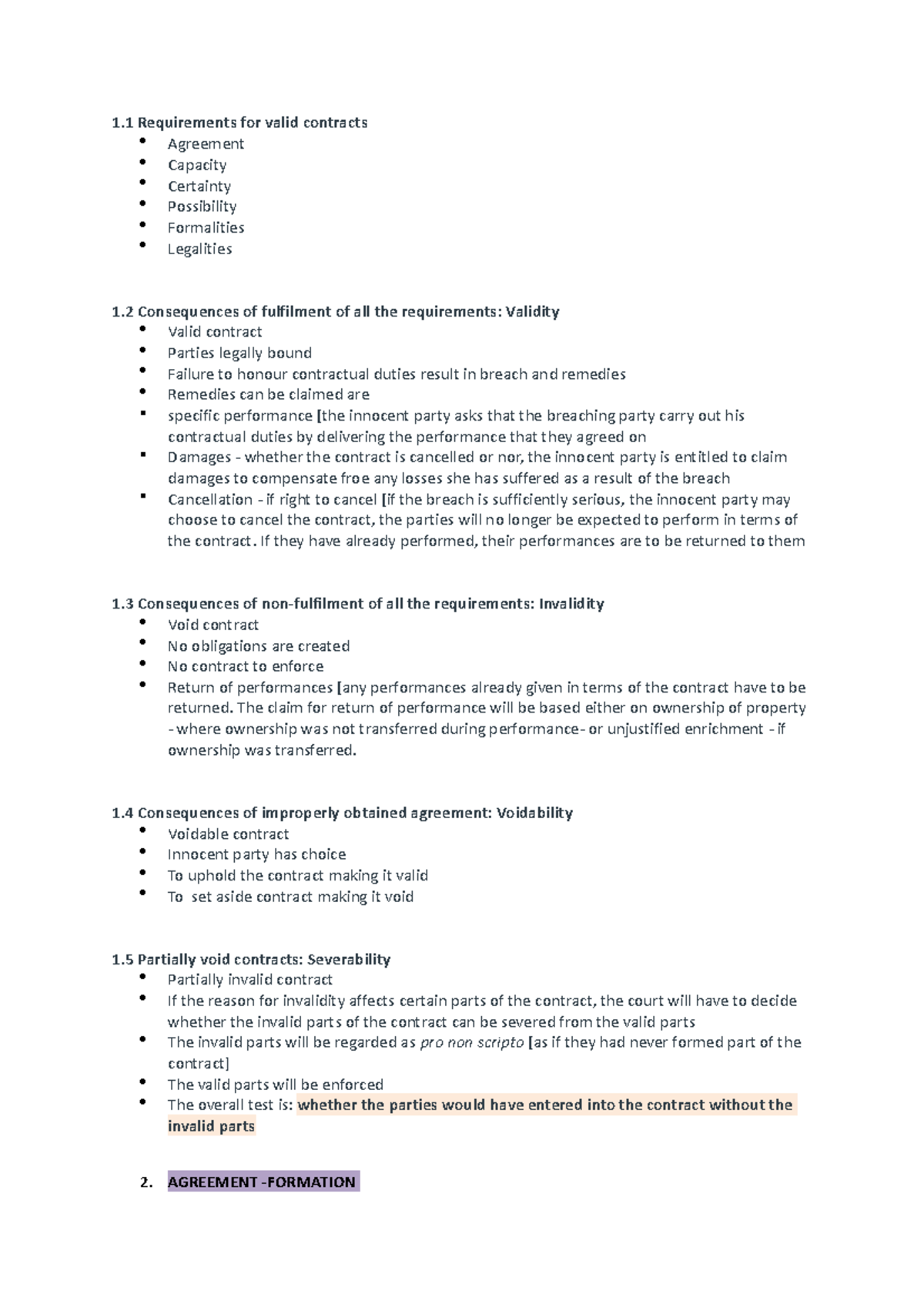 Agreement, offer and acceptance - 1 Requirements for valid contracts ...