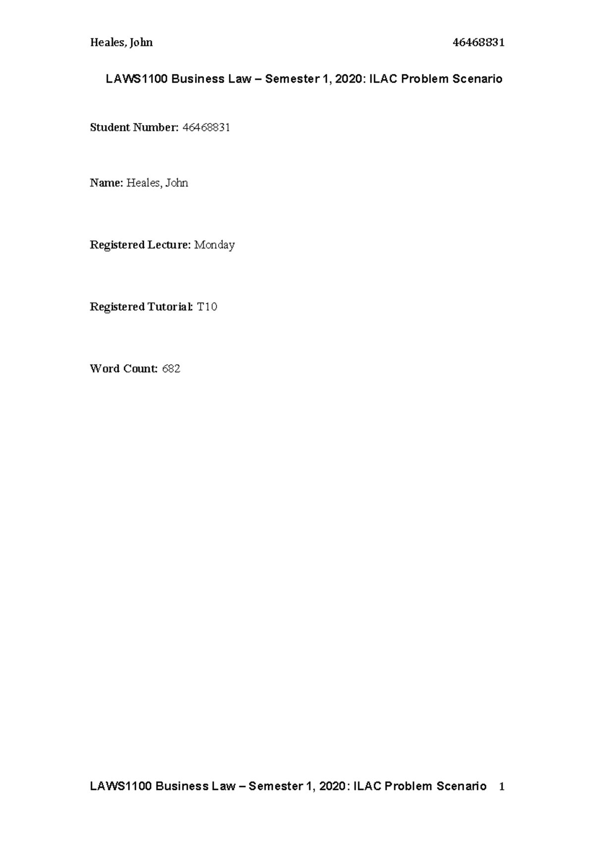 ILAC Problem Scenario - The general rule is that if there is an ...