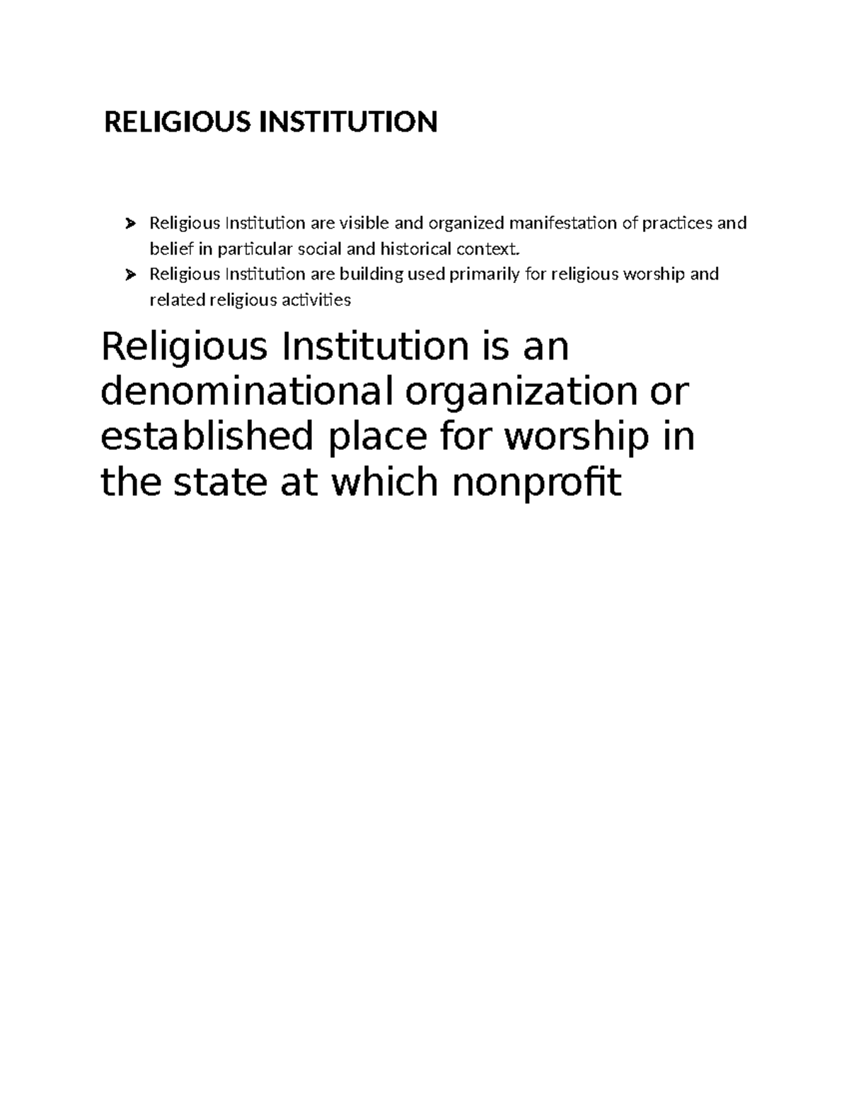 Religious Institution - Law,governance,economy and society - Religious ...