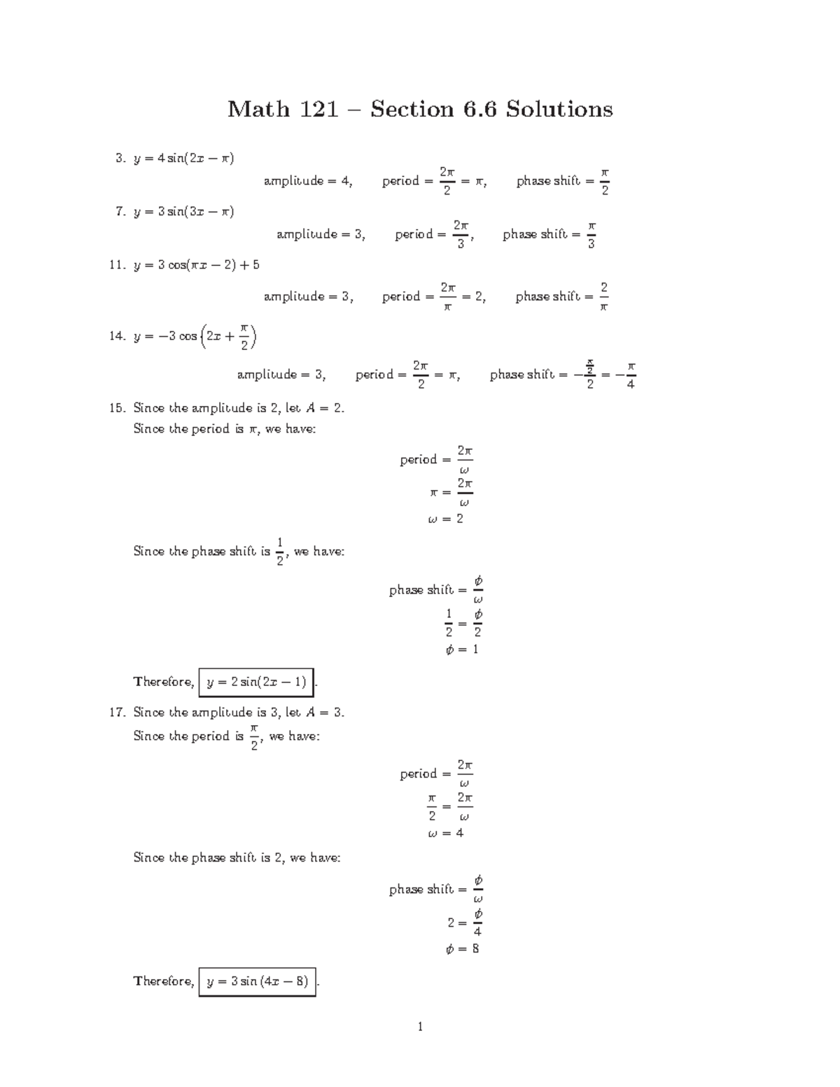 Math 121 –Homework Solutions 6.6 - Math 121 Section 6 Solutions 3. y 4 ...