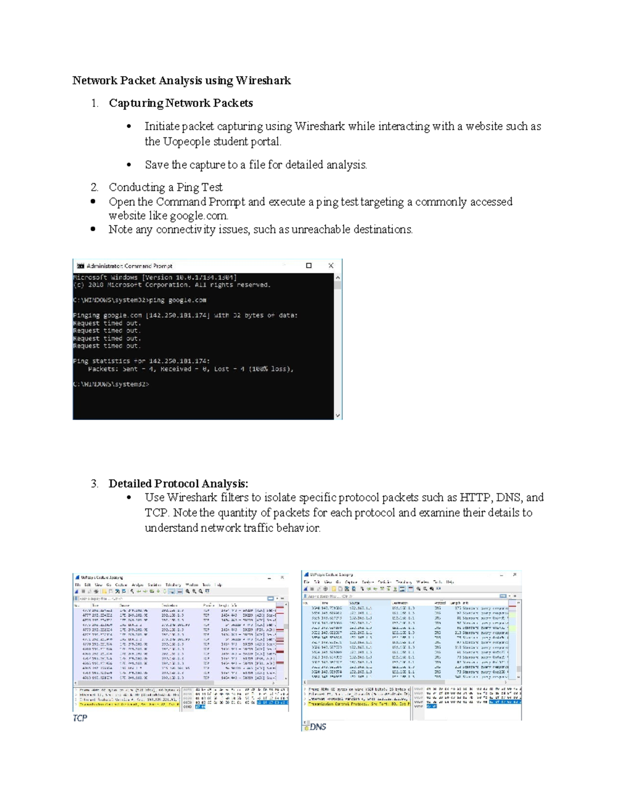 Assign 2 - Network Packet Analysis using Wireshark 1. Capturing Network Packets Initiate packet ...