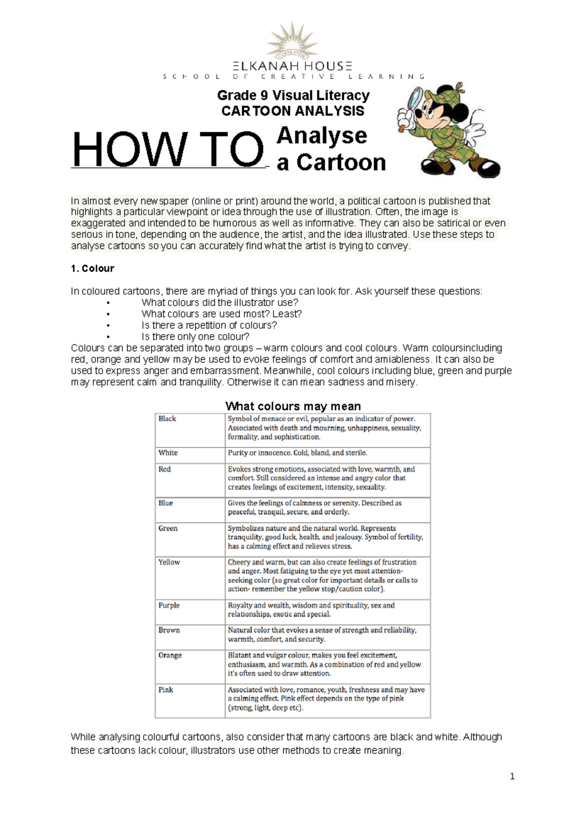 Cartoon analysis Gr 9 - Grade 9 Visual Literacy CARTOON ANALYSIS HOW TO ...